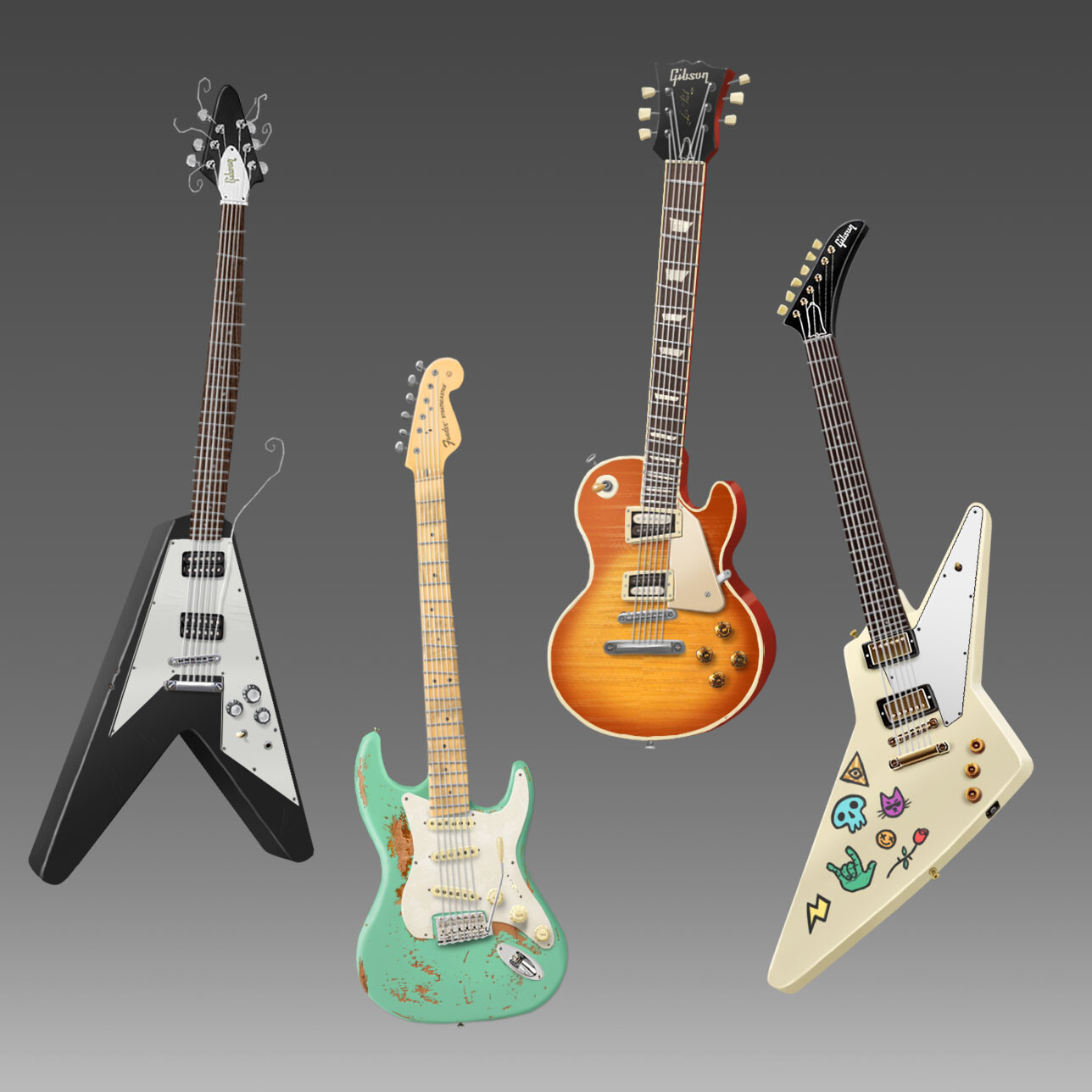 ArtStation - Stylized guitars