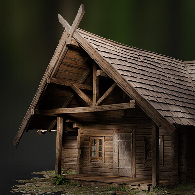 ArtStation - Log cabins building set