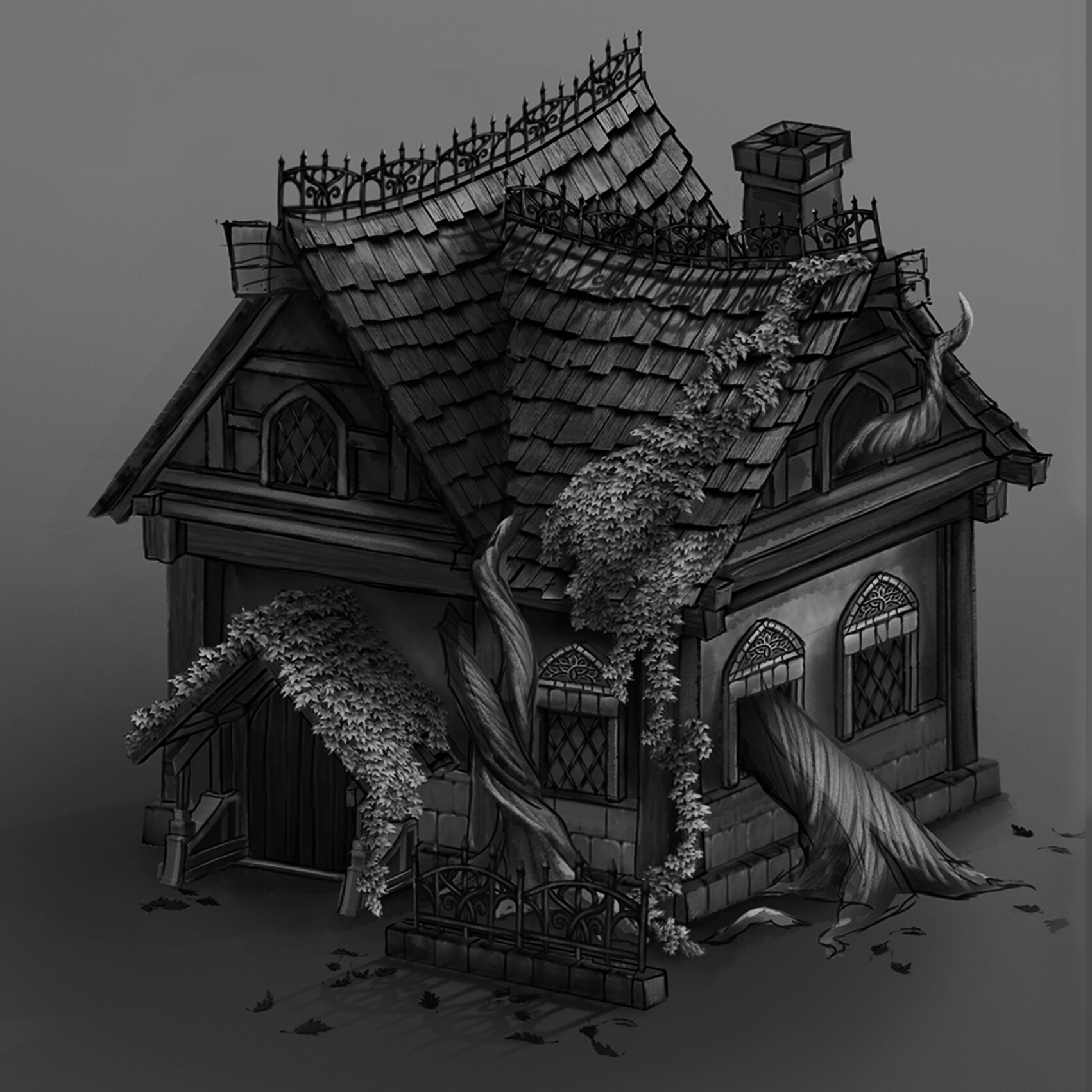 ArtStation - Overgrown Town Concept Art