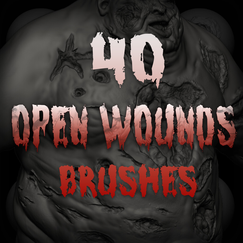 ArtStation - Zbrush + Blender - 40 Open Wounds VDM Brush