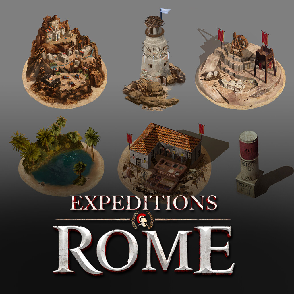 ArtStation - Expeditions: Rome - World Map POI Concept Art