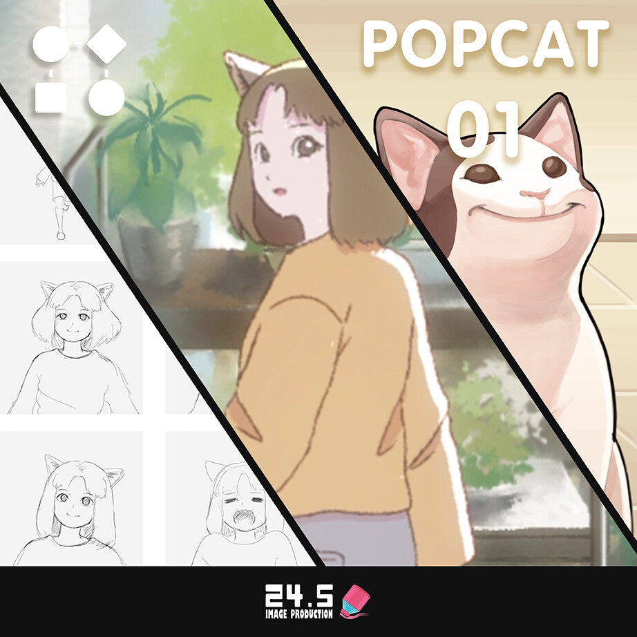 ArtStation - 【ClaPi Click-Click】2D Animation Project - Popcat Girl by Fragment Animation