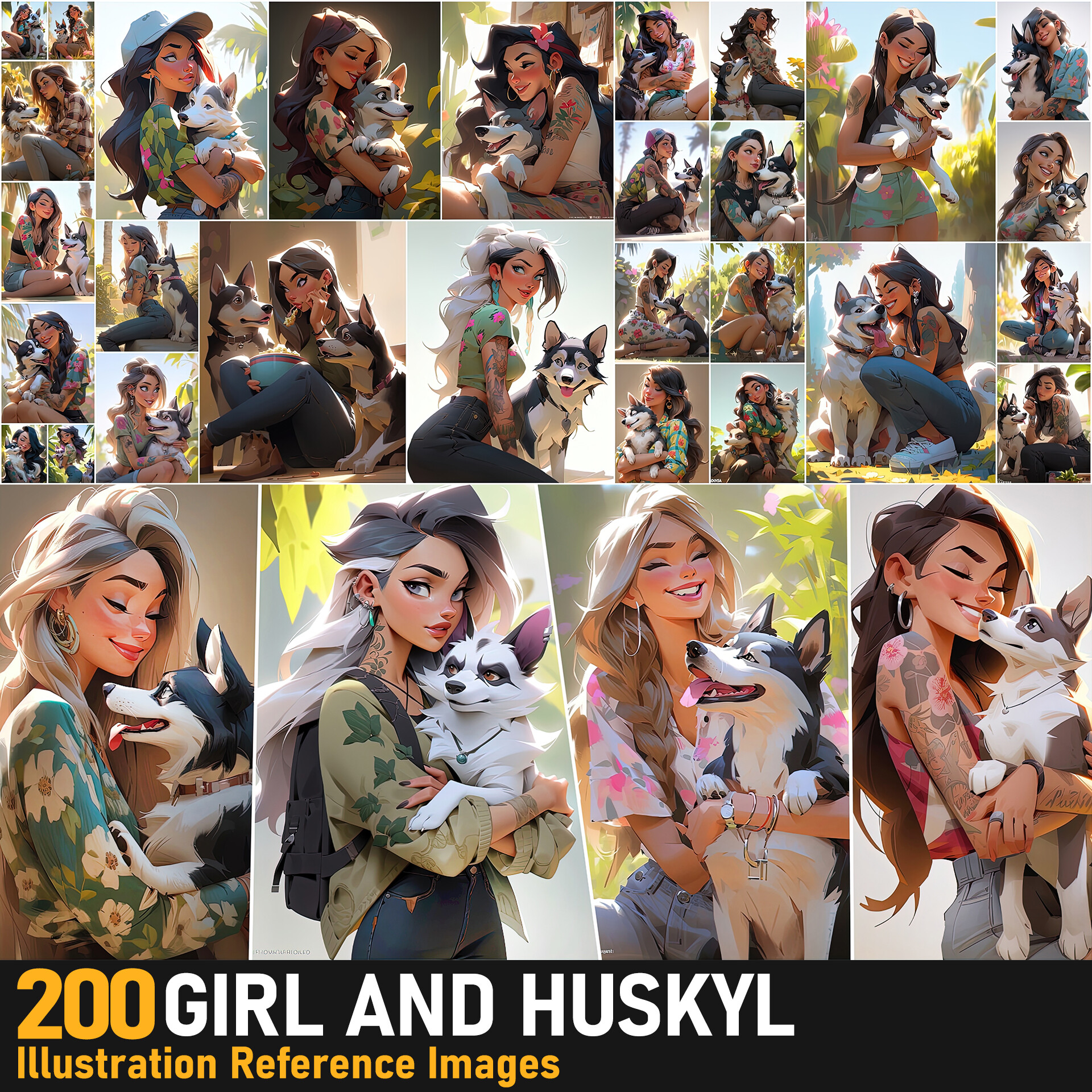 ArtStation - Girl And Husky VOL.24|4K Reference Images