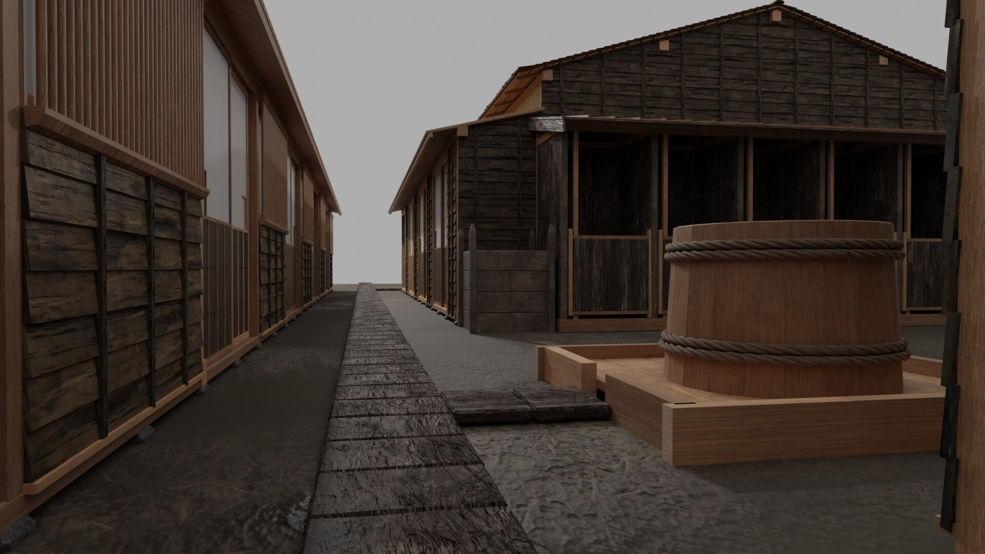 ArtStation - Row house in Edo city in 18C (Japan)