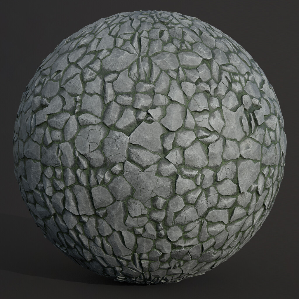 ArtStation - Mossy Stone Tile Floor - Substance Designer