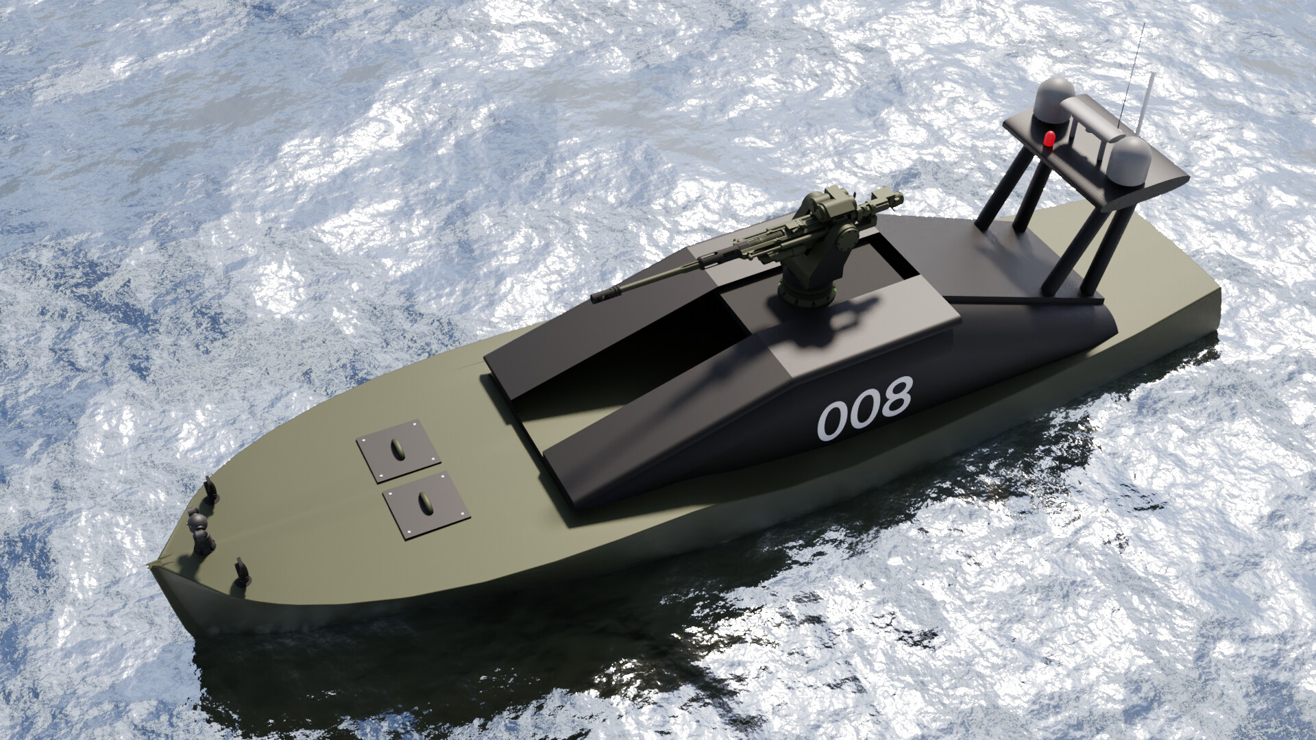 ArtStation - Unmanned Speed Boat with Machine Gun