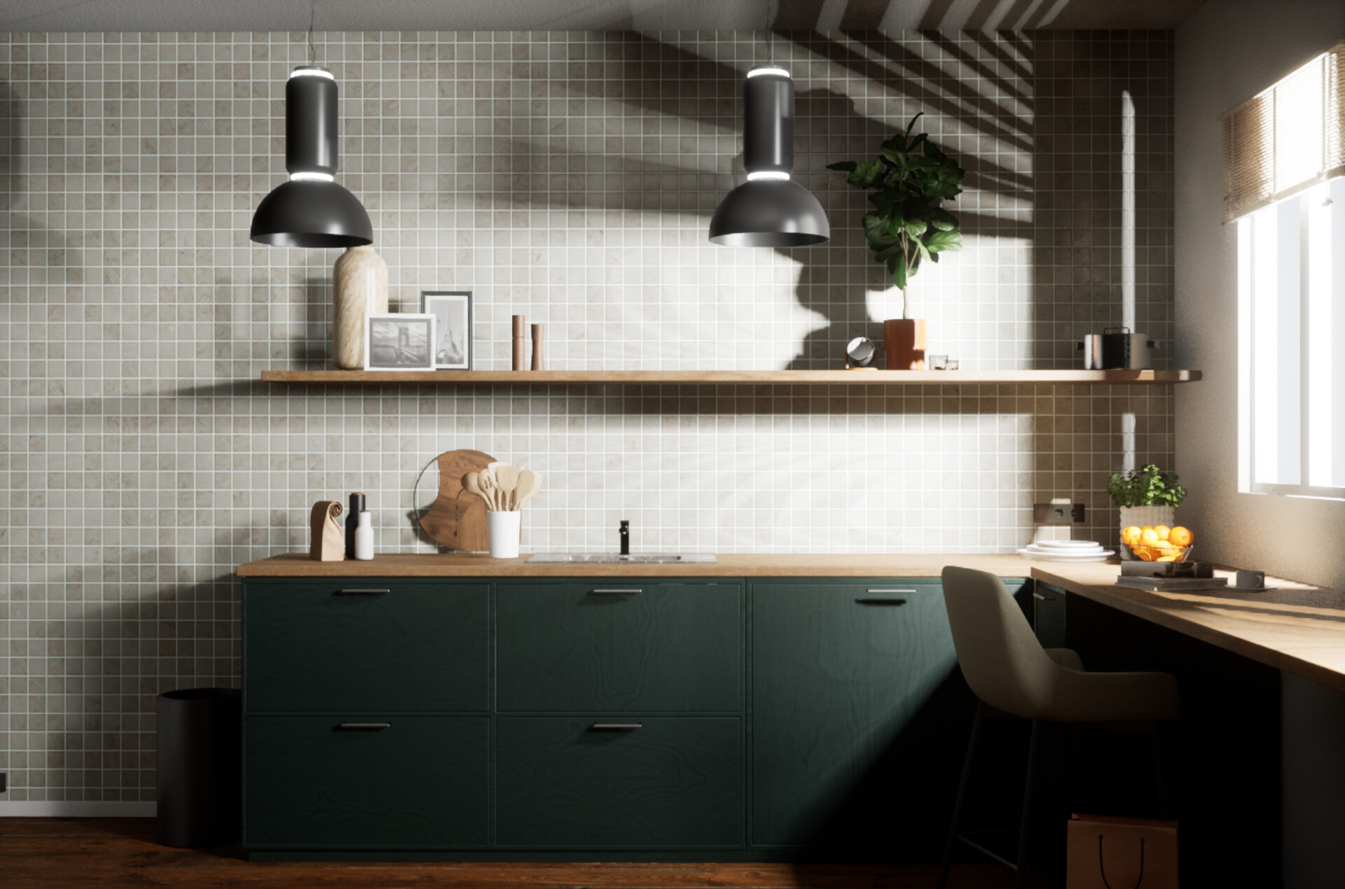 ArtStation - Kitchen Day and Night Visualisation