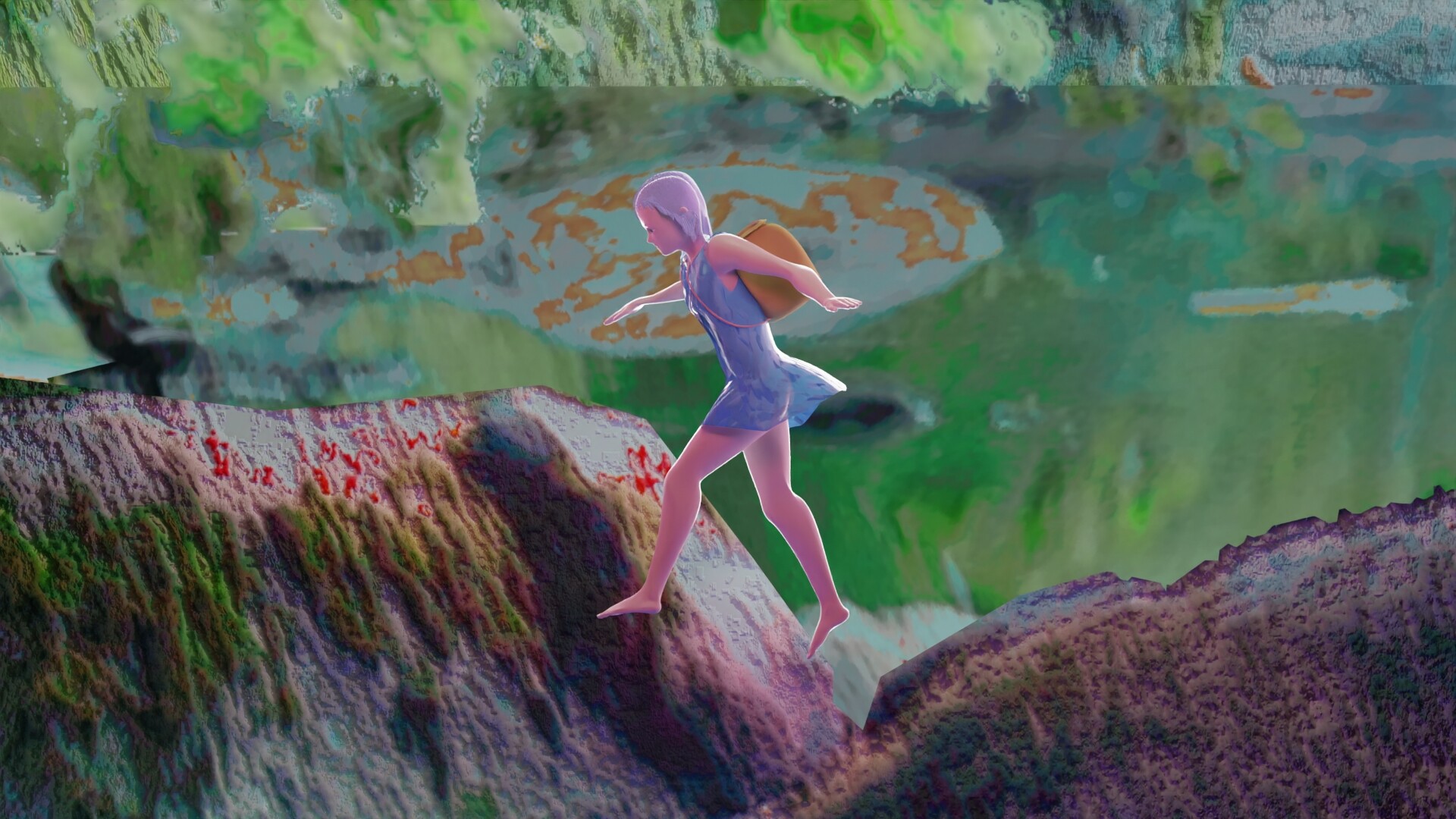 ArtStation - The young girl Emma crosses a river ford