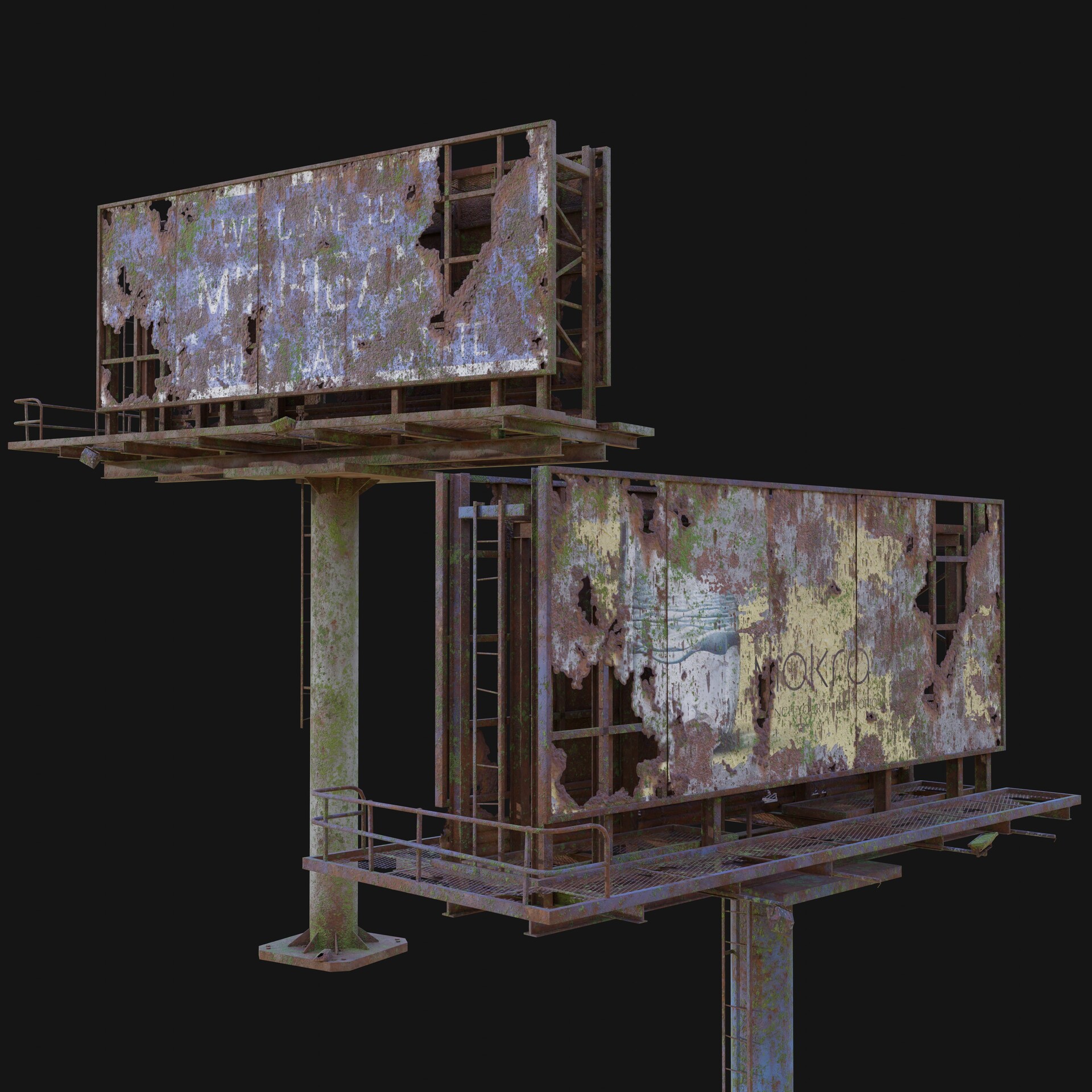 ArtStation - Postapo, abandoned, rusted and damaged Billboard