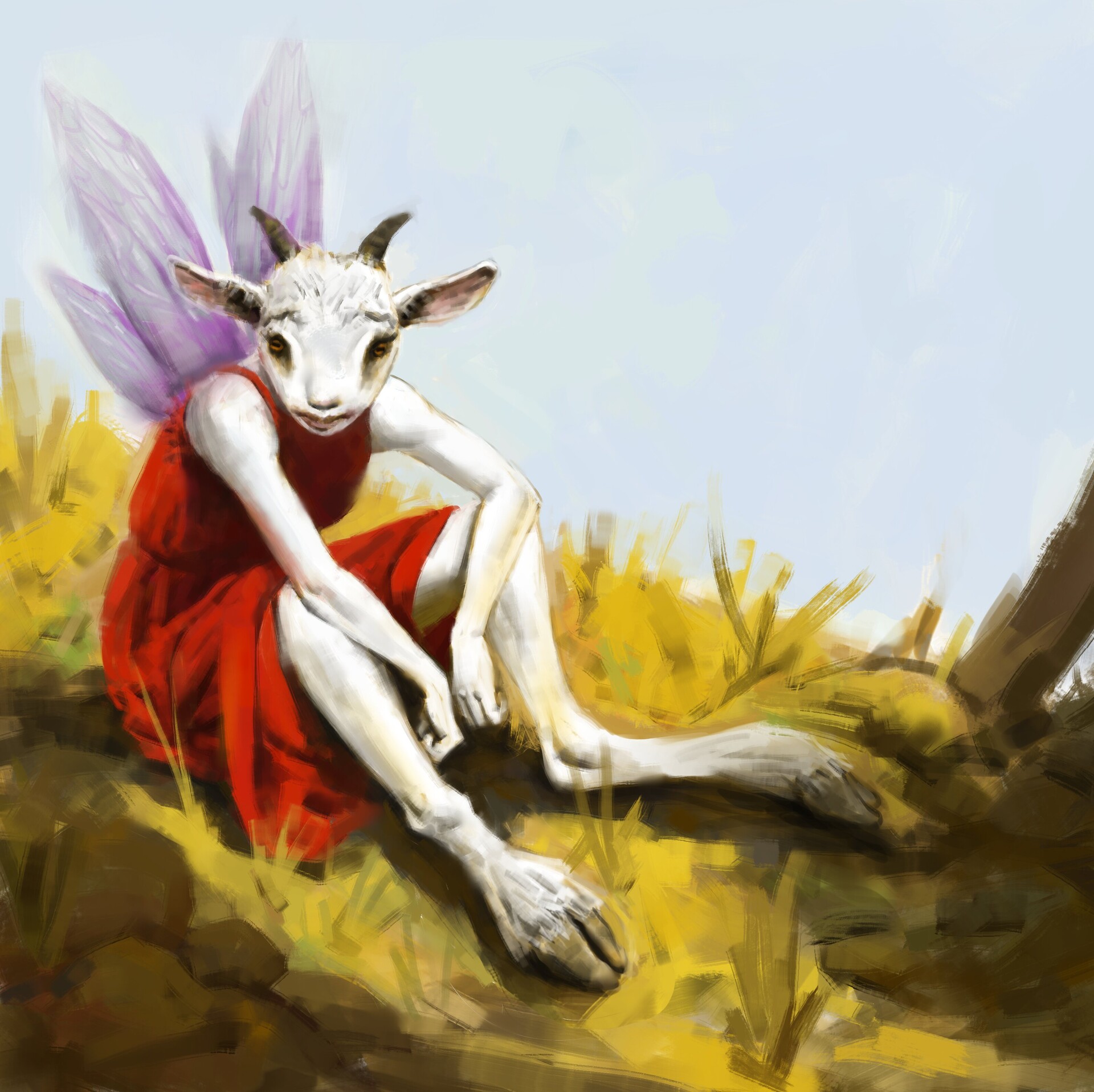 ArtStation - Faun in a red dress