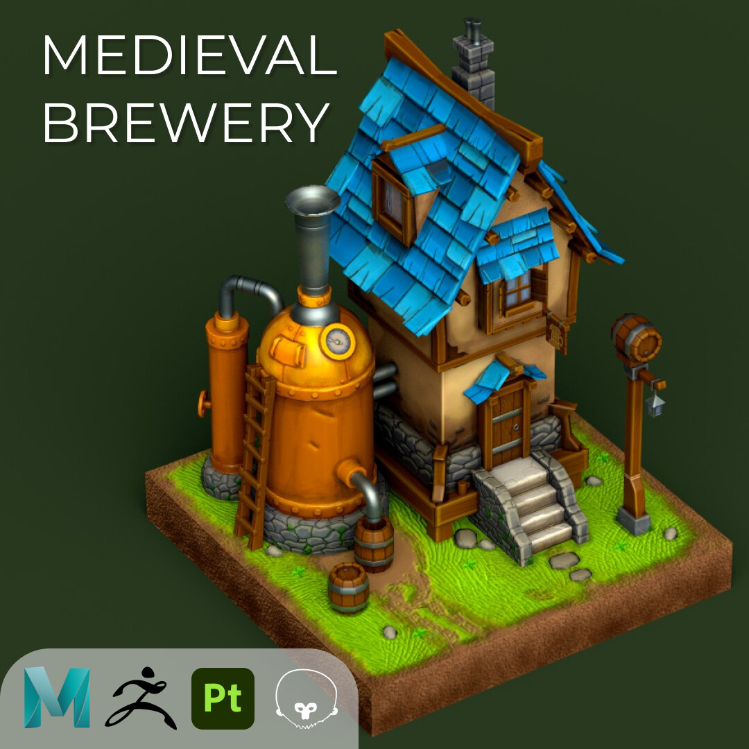 ArtStation - Medieval brewery stylized, handpainted