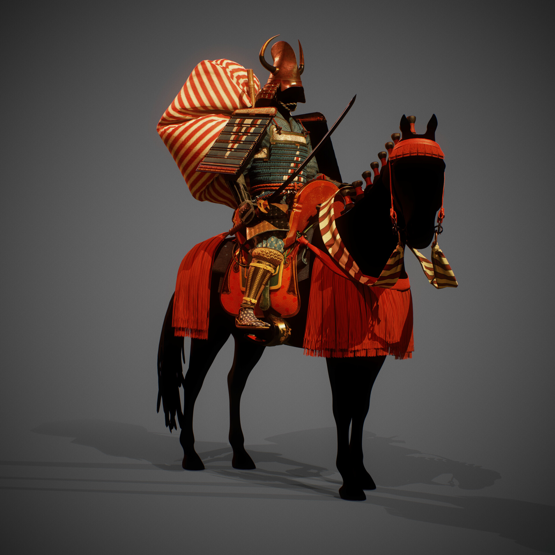 ArtStation - Mounted Samurai