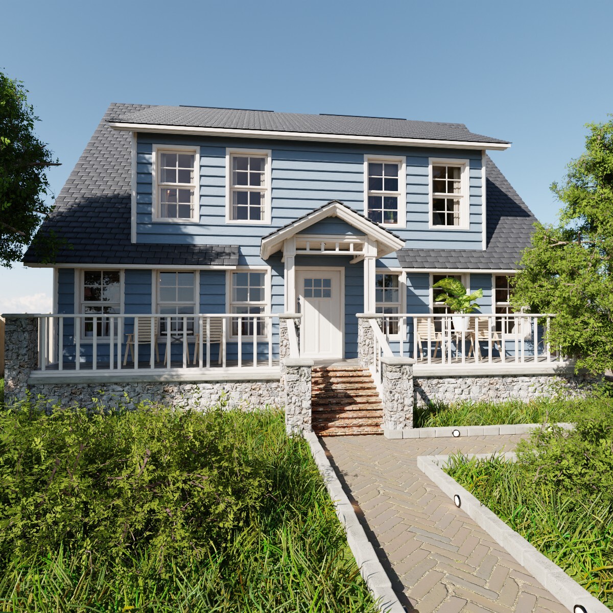 ArtStation - Modular Classic Style American House 11