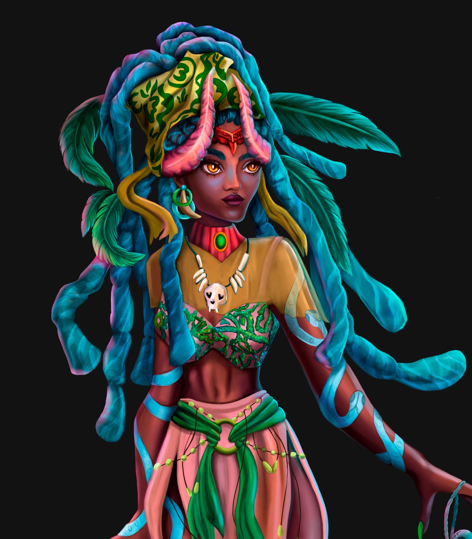 ArtStation - Voodoo witch with her assistants