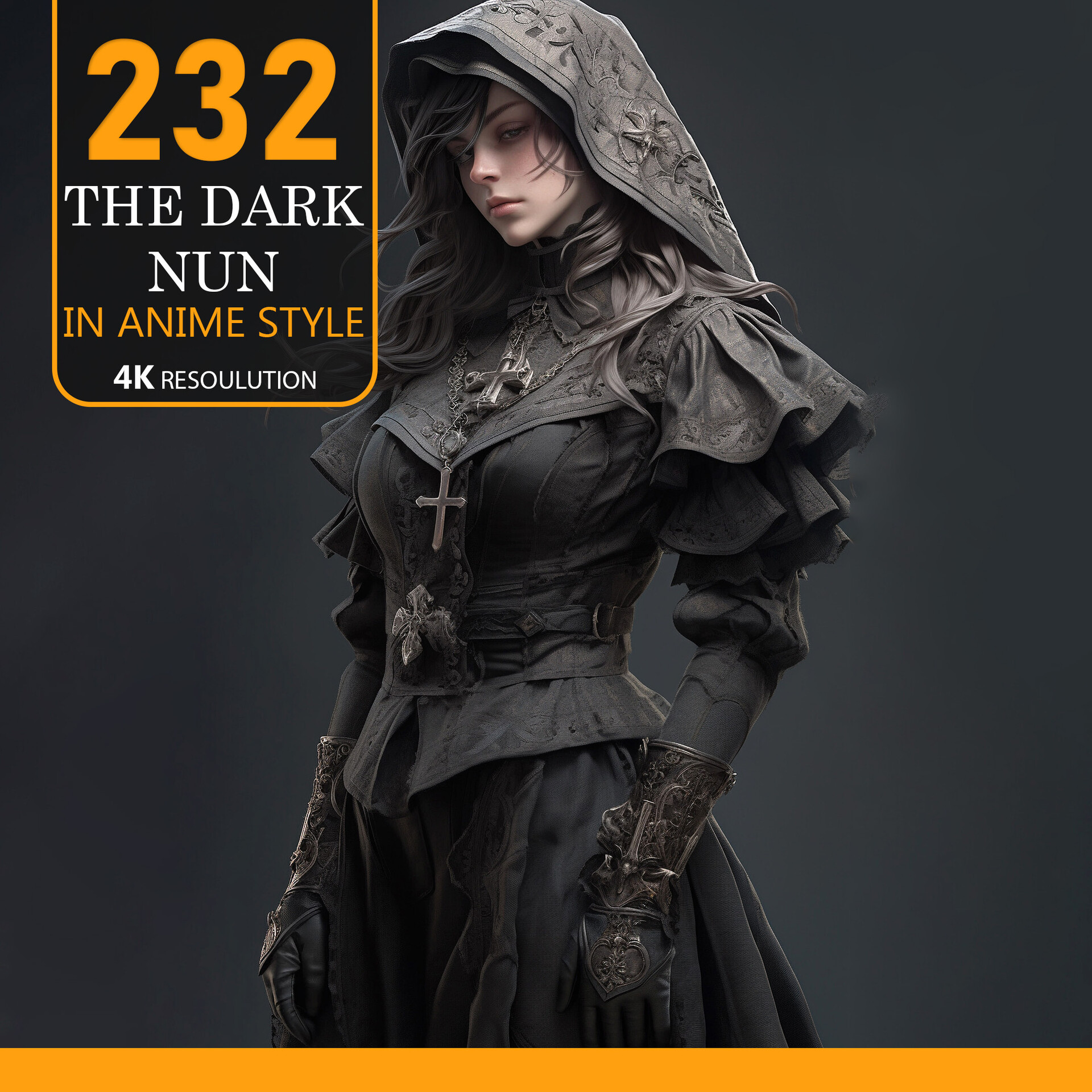 ArtStation - The Dark Nun In Anime Style Vol.31-4K|Anime Character ...