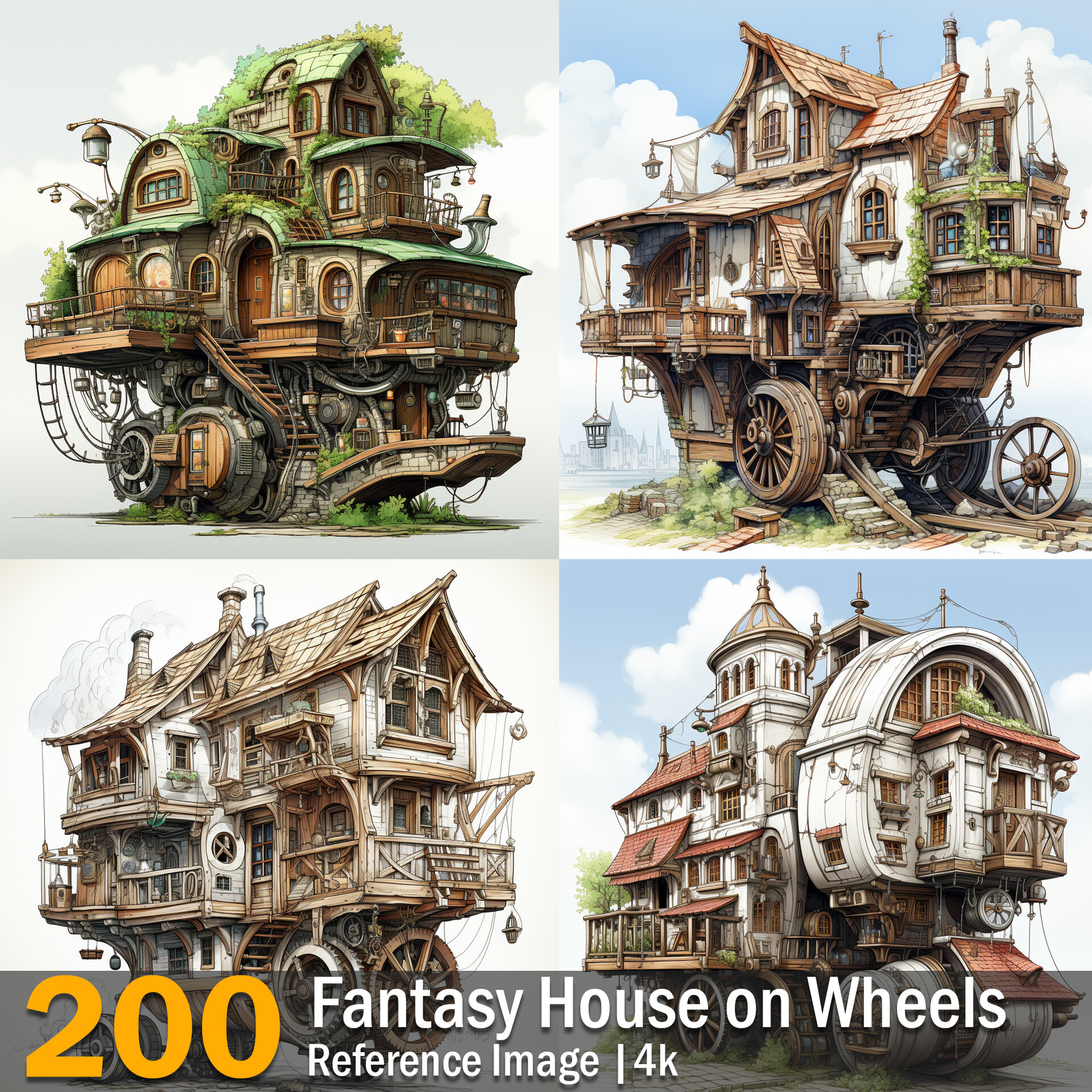 ArtStation - Fantasy House on Wheels | Reference Images | 4K