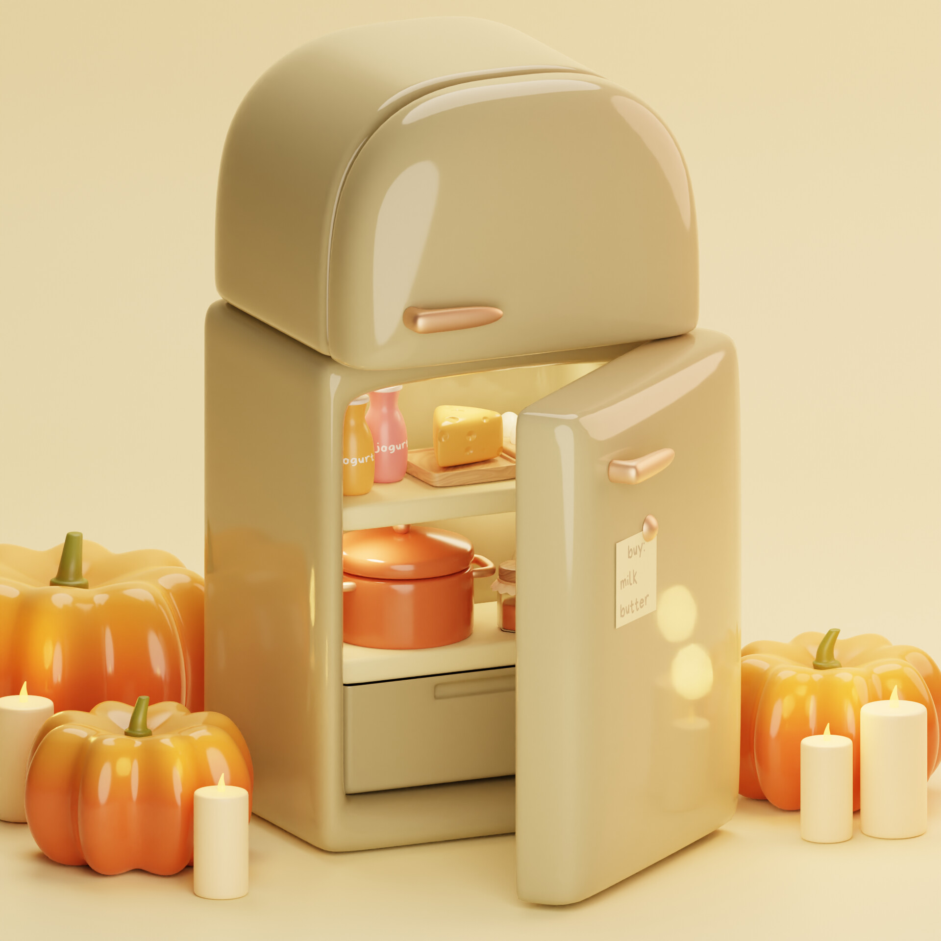 ArtStation - A Scene with a Cute Fridge