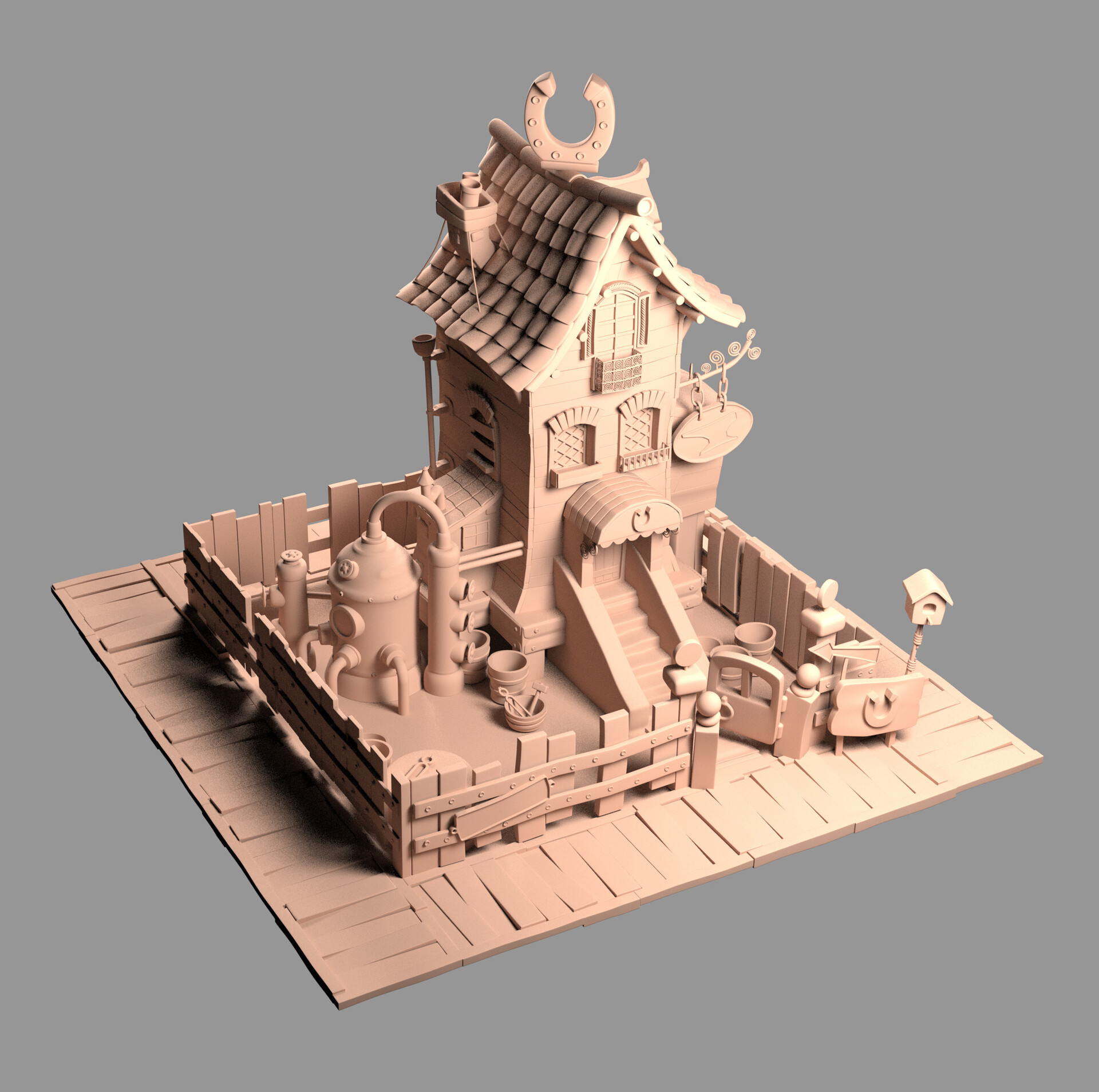 ArtStation - Cartoon-Style House Scene