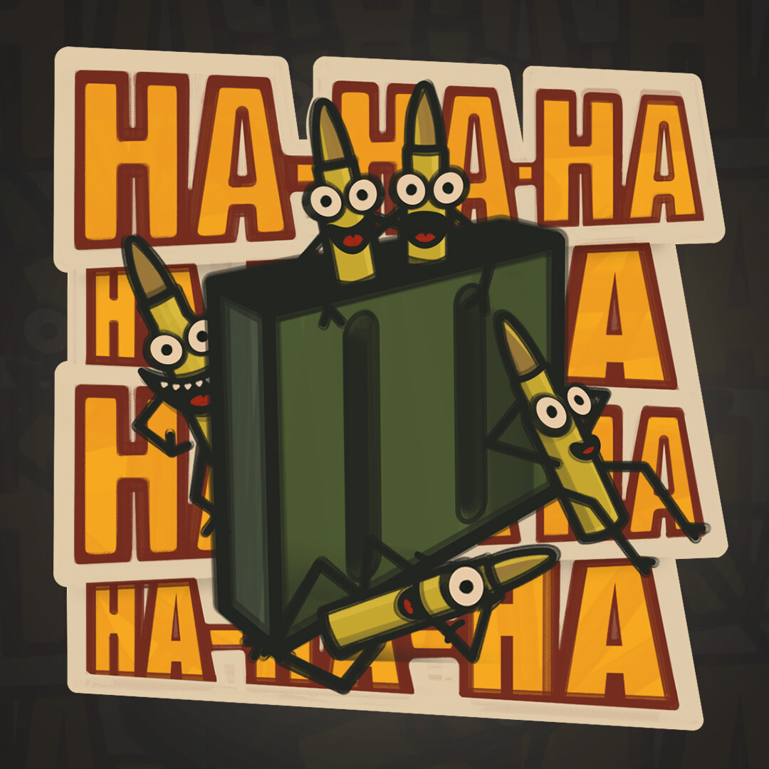 ArtStation - STICKER | FUNNY BULLETS | PAPER + HOLO + FOIL + GLITTER