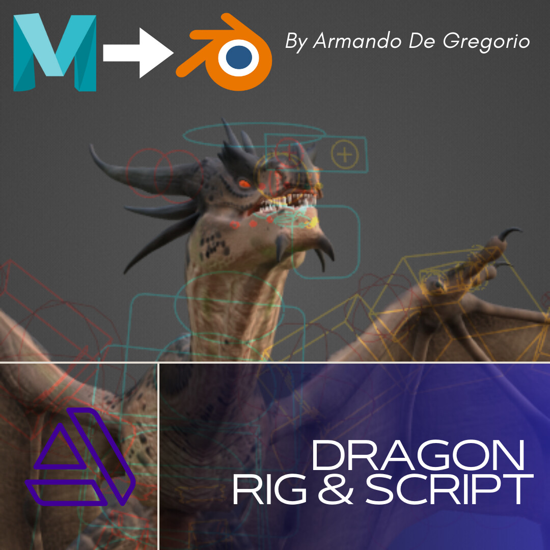 ArtStation - Dragon RIG, Animation & Python script