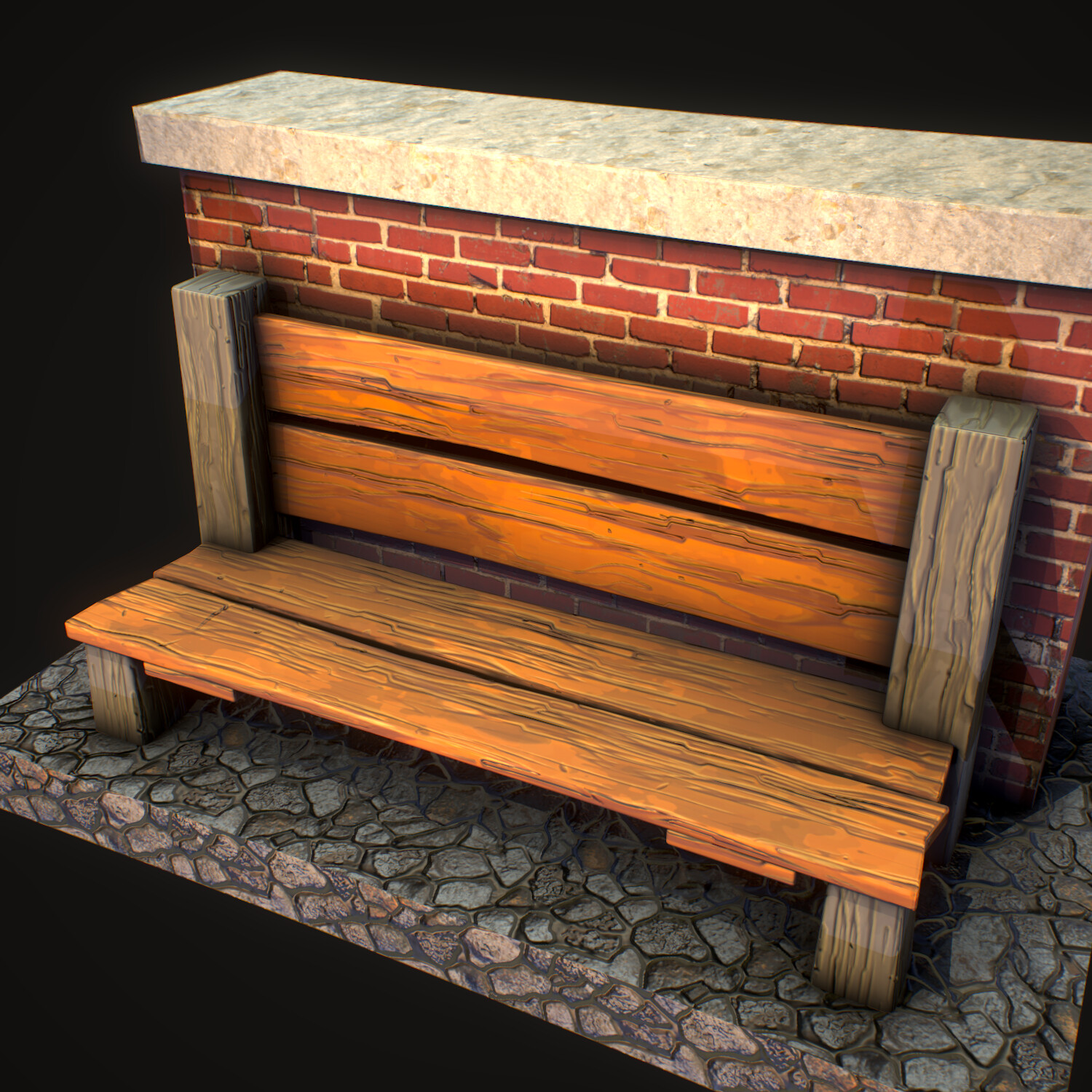 ArtStation - Stylized wooden bench