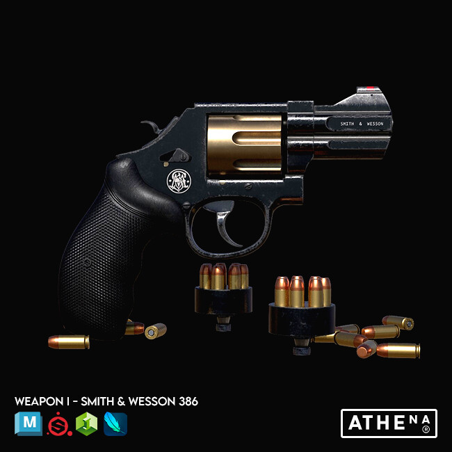 ArtStation - Smith And Wesson Revolver 386 Gun & Bullets | @the3nchanted