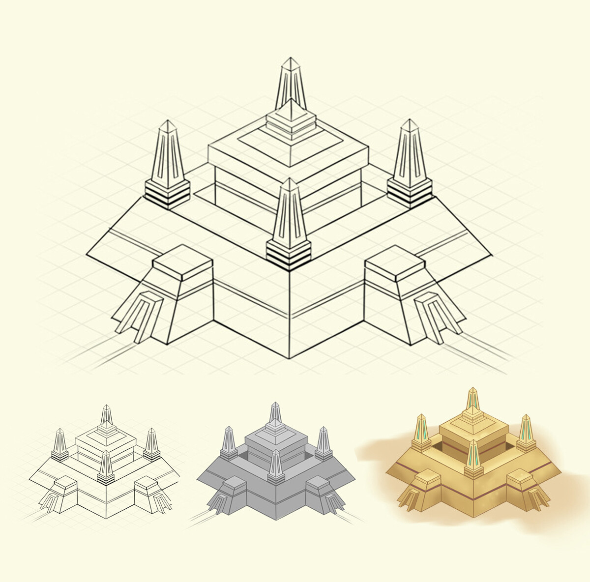 ArtStation - Egypt Buildings (Isometric Concept Art)