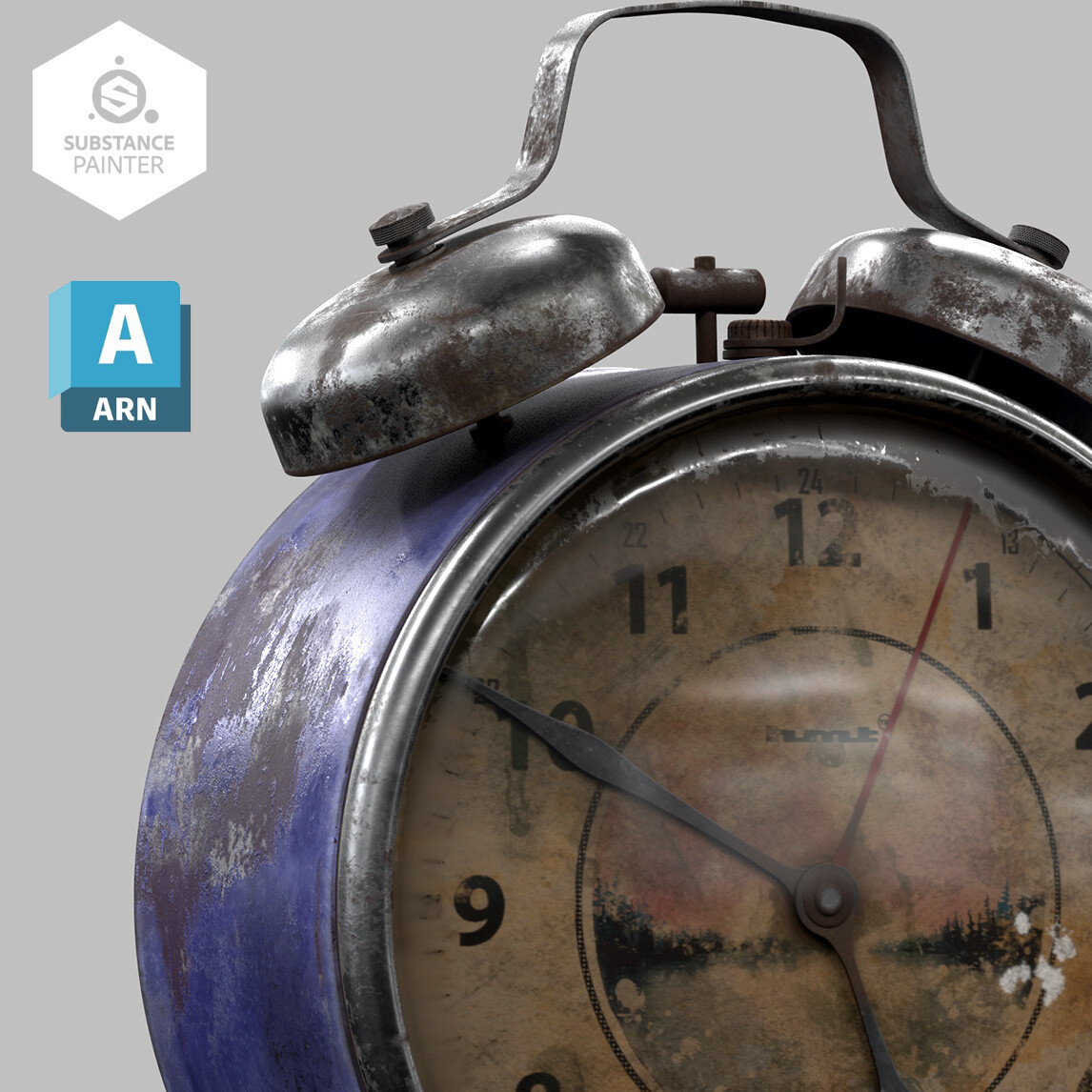 ArtStation - Vintage Charm: Textured Antique Clock Art