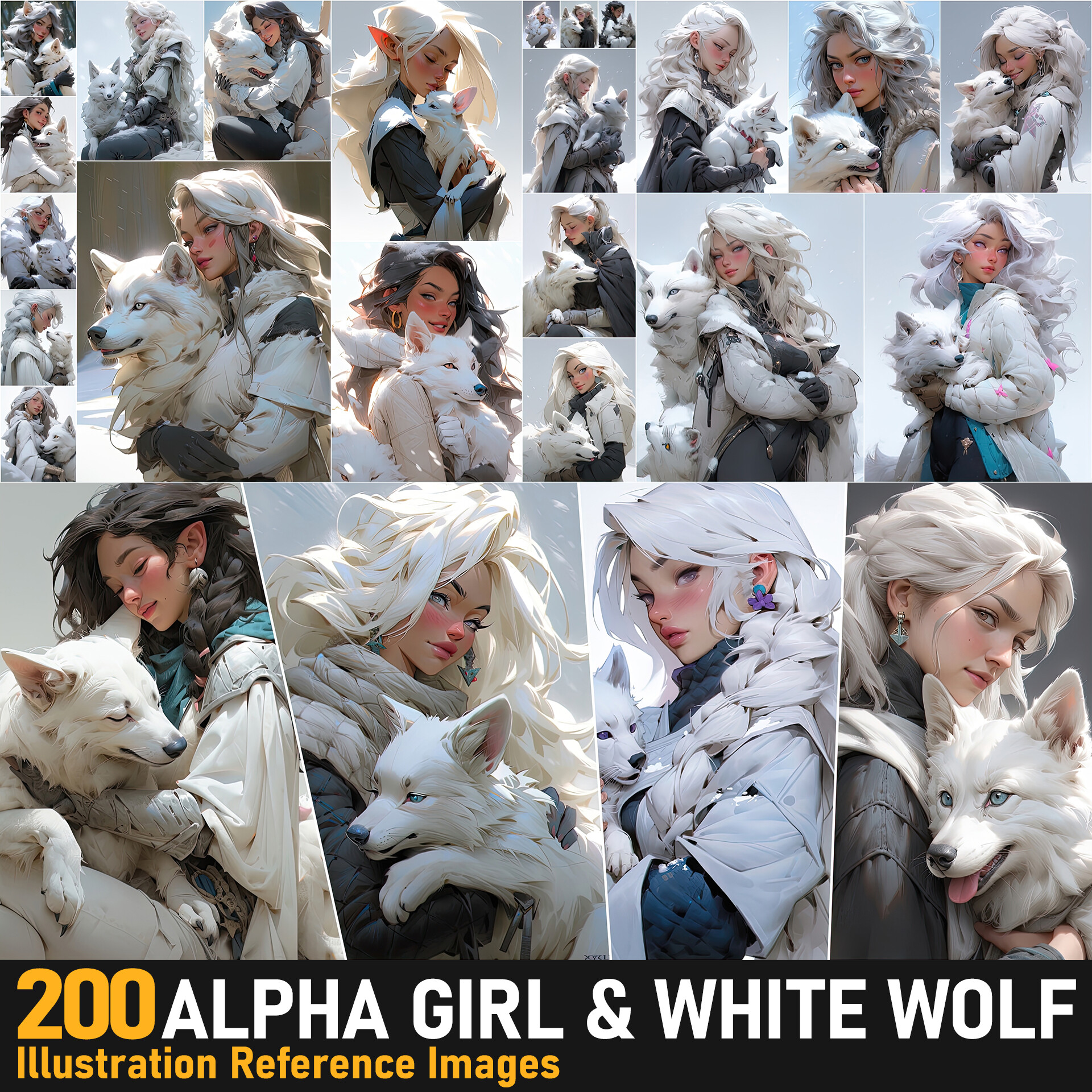 ArtStation - Alpha Girl & White Wolf VOL.37|4K Reference Images
