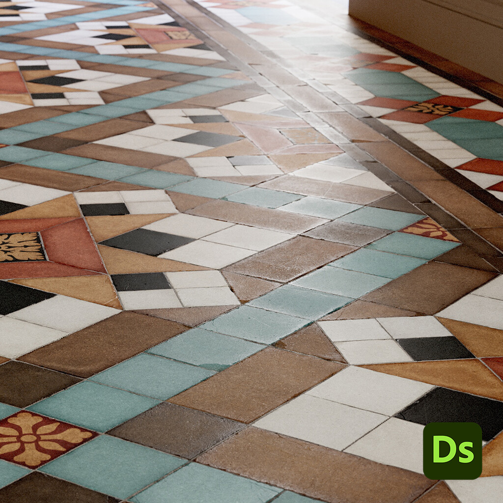 ArtStation - Victorian Tiles with Border - Procedural Material