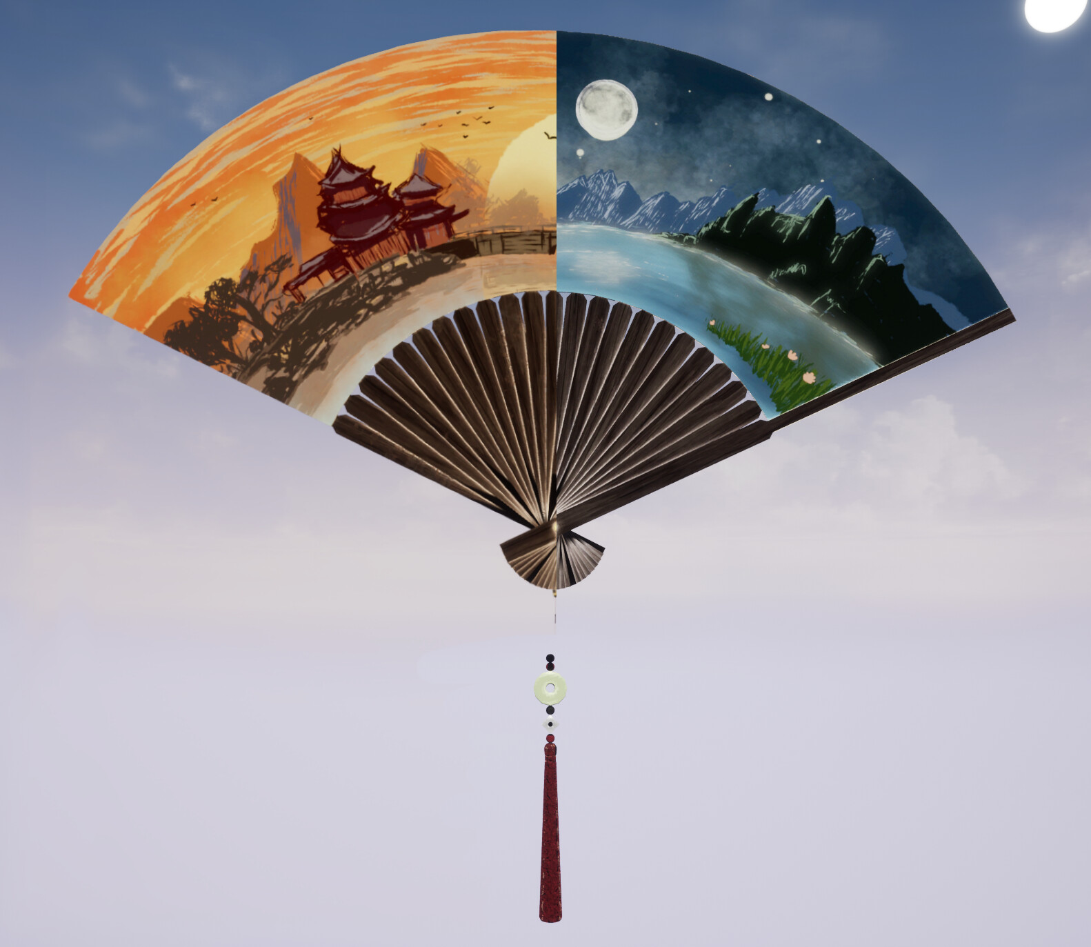 ArtStation - Day/Night Paper Fan 3D Model