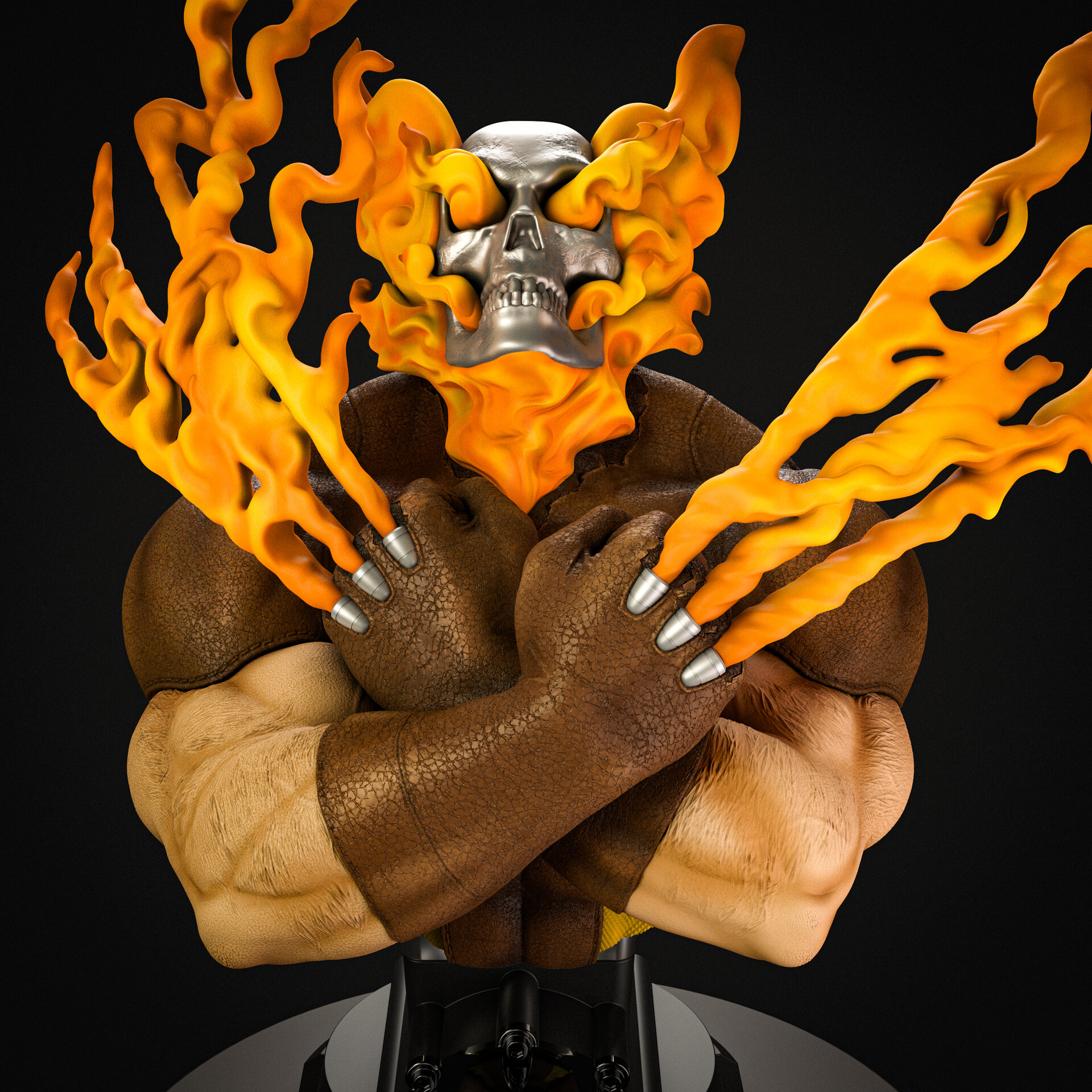 ArtStation - WOLVERINE / GHOSTRIDER CROSSOVER BUST