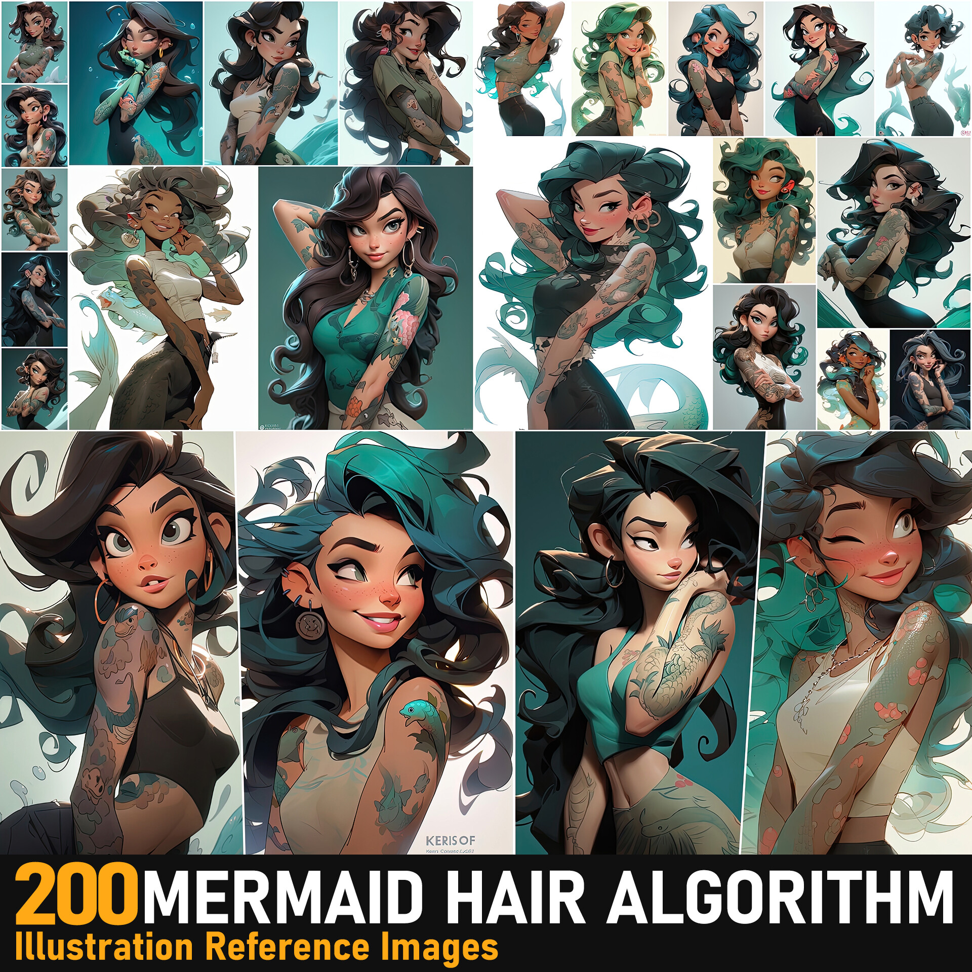 ArtStation - Mermaid Hair Algorithm VOL.42|4K Reference Images