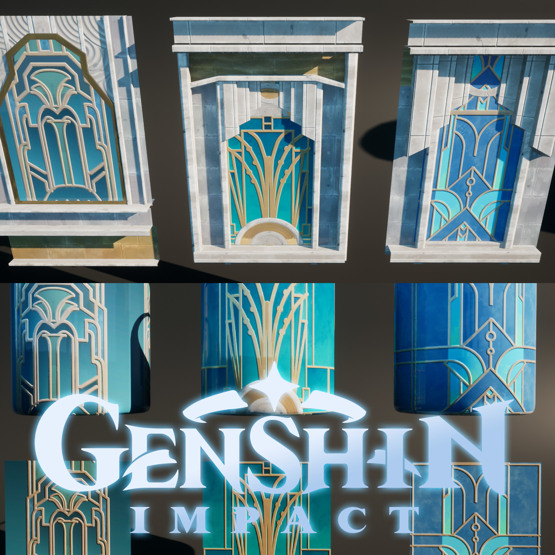 ArtStation - Stylized architecture kits;in the style of genshin