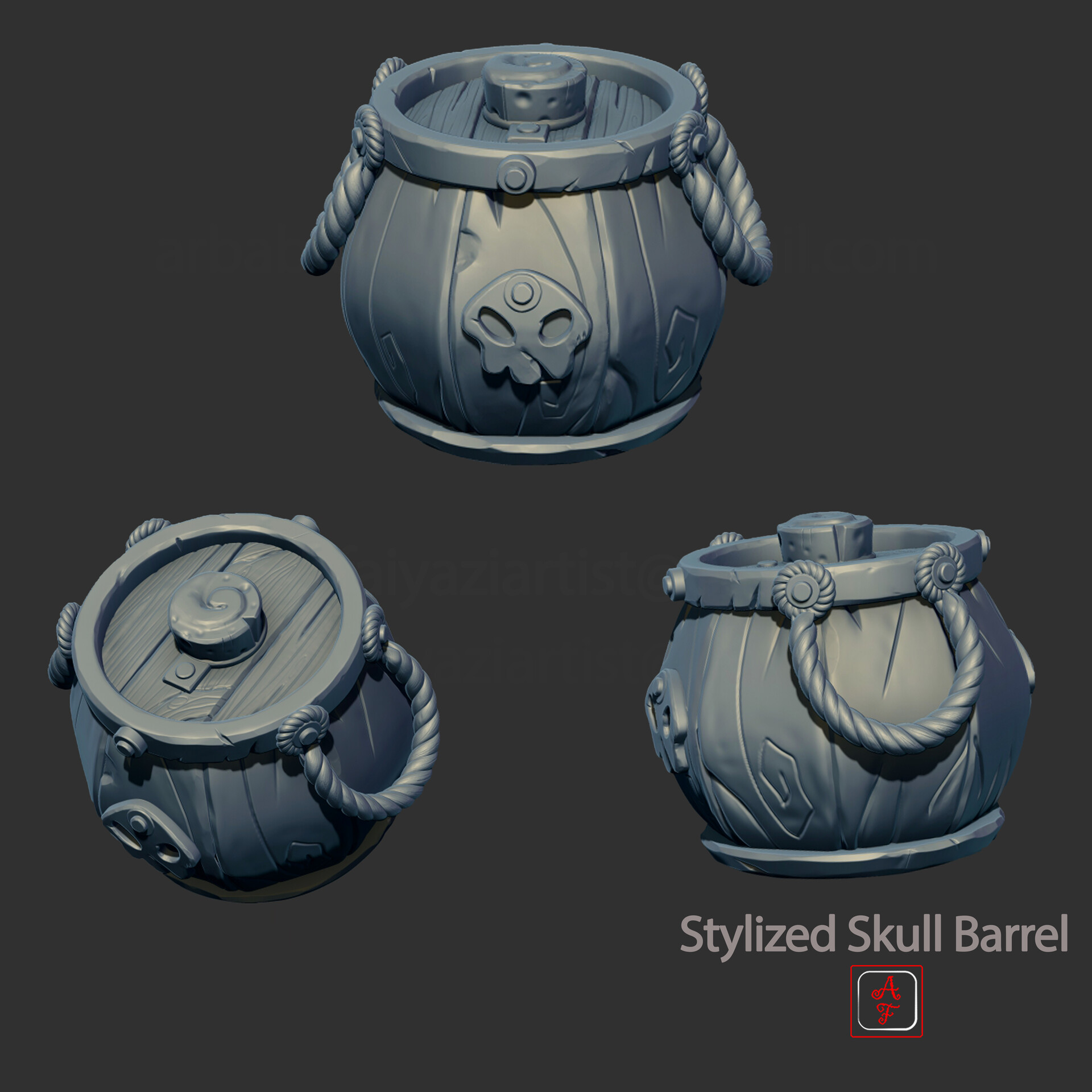 ArtStation - Stylized Skull Barrel