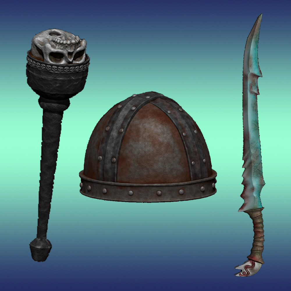 ArtStation - Prop Studies: Helmet, Sword, Torch