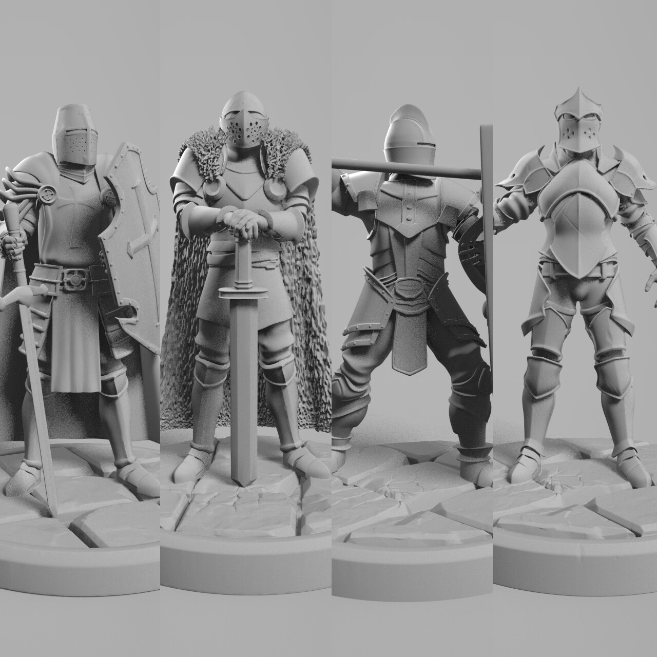ArtStation - Set of 4 miniatures of knights