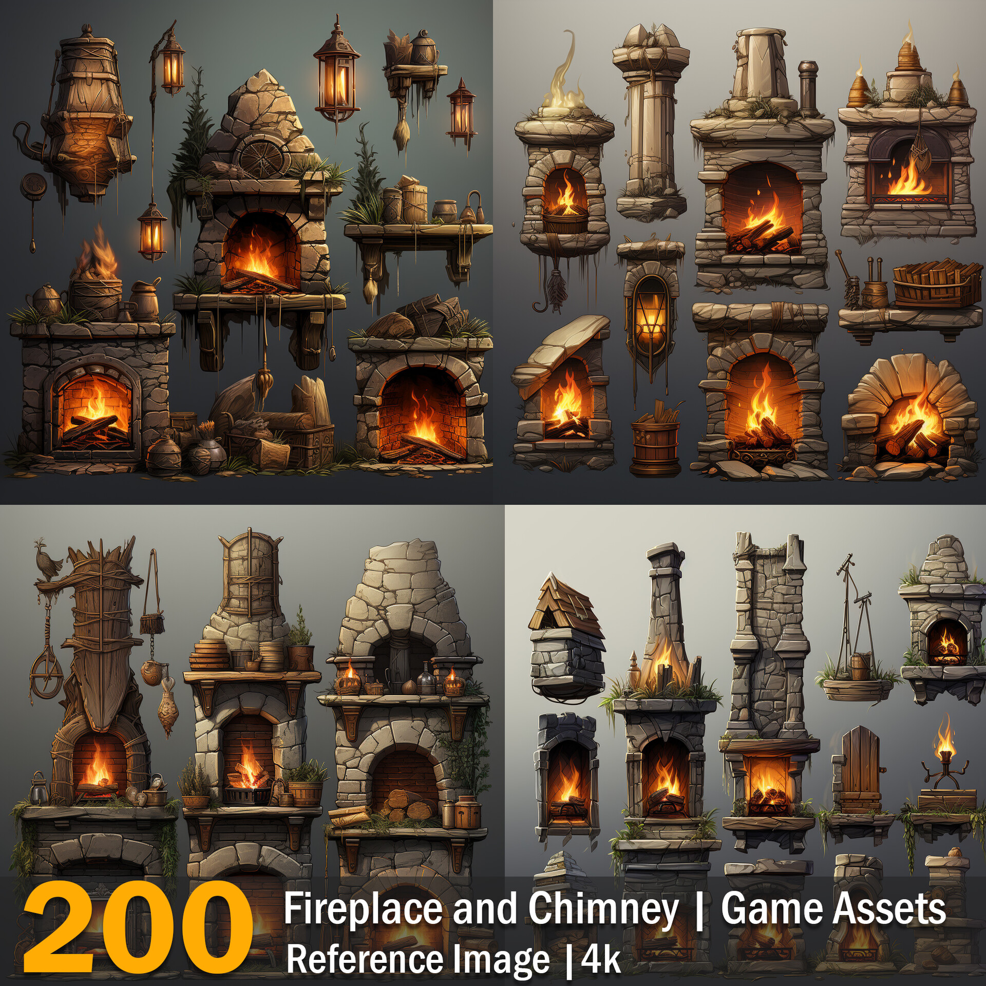 ArtStation - Fireplace and Chimney | Game Assets | Reference Images | 4K