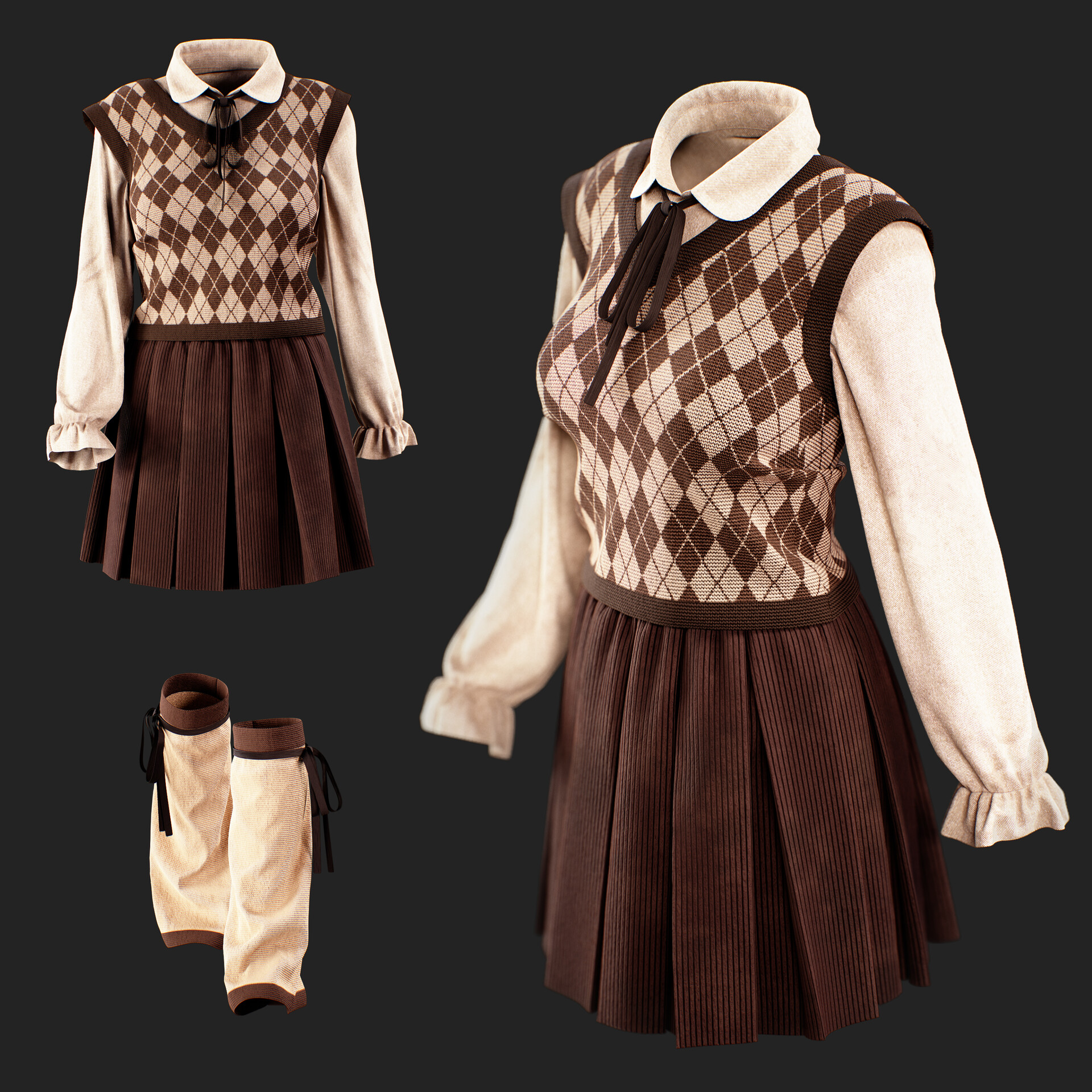 ArtStation - Girl's Outfit- MD/Clo3d + Smart Material + 4K Textures ...