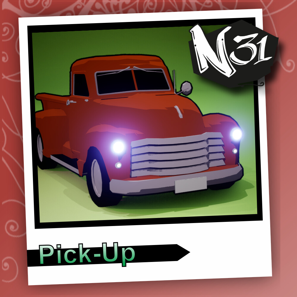 ArtStation - Pick-Up - Cel-Shaded Low Poly Car