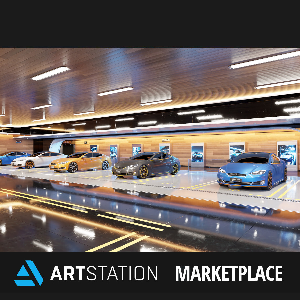 ArtStation - Modern Underground Luxury Car Park / Garage
