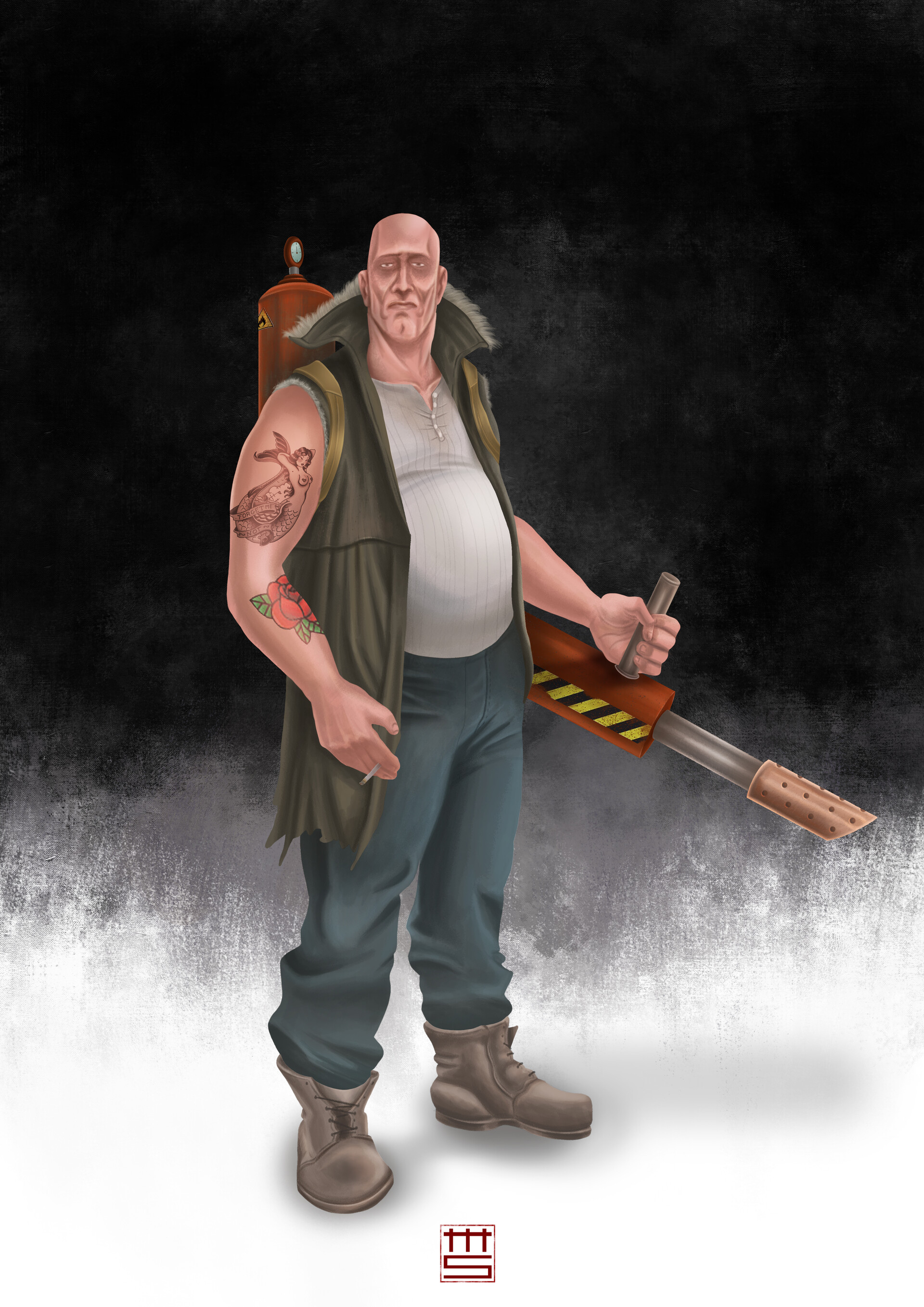ArtStation - Postapocalyptic Character - Flamethrower