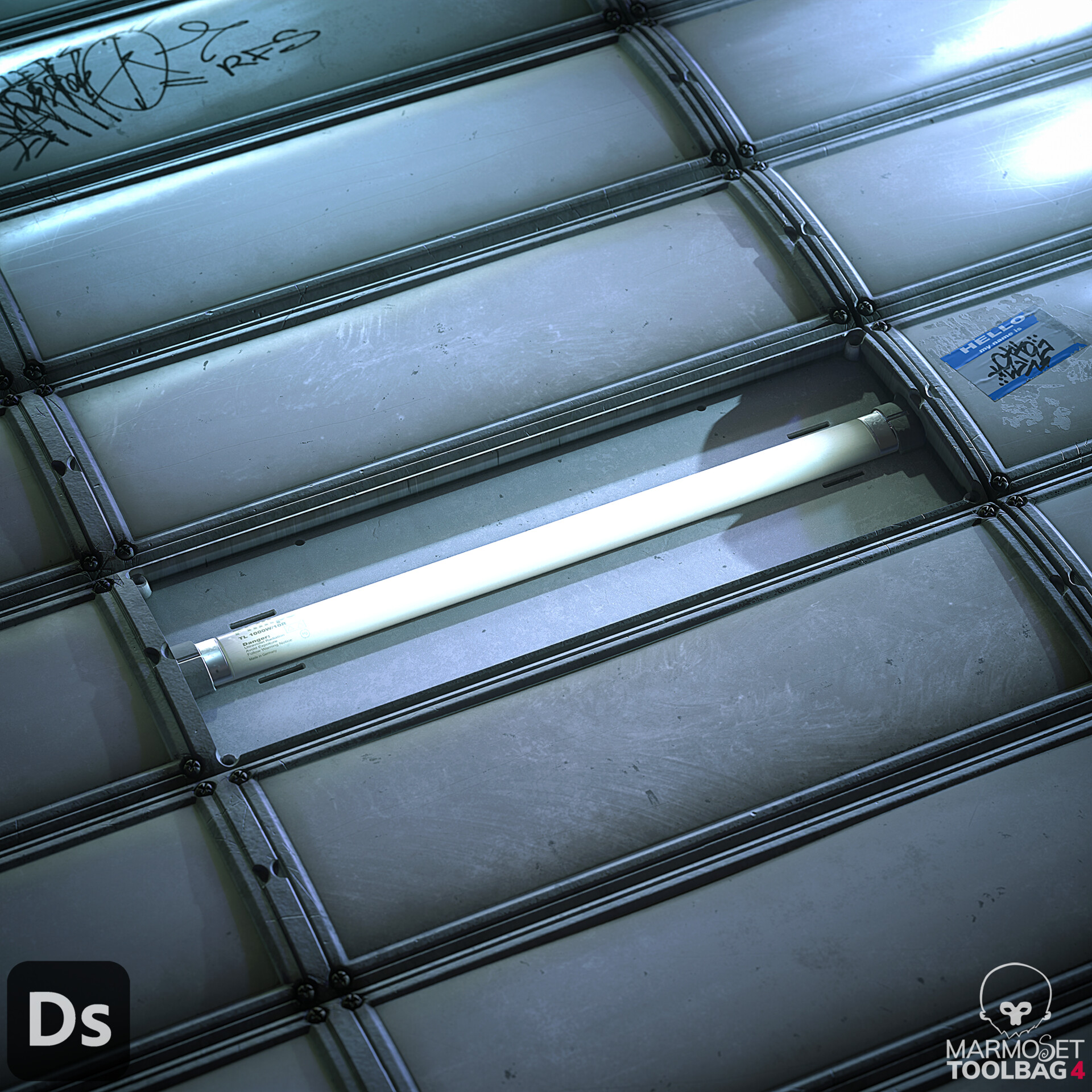 ArtStation - Underpass/Subway Light Fixture Material - Substance Designer