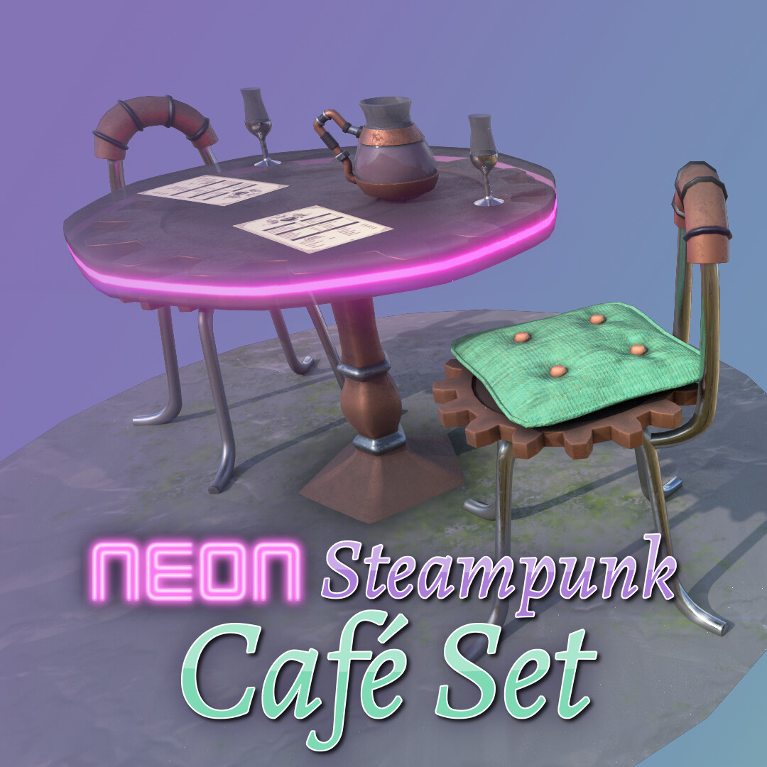 ArtStation - Neon Steampunk Café Set