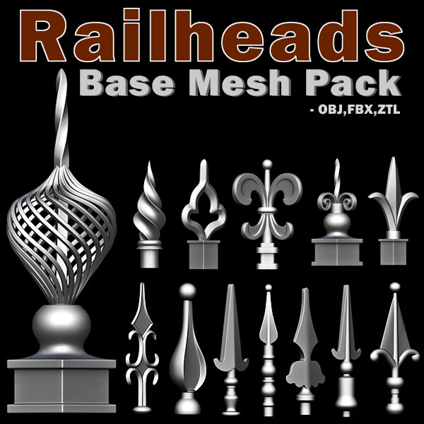 ArtStation - 35 Railheads Base Mesh Pack