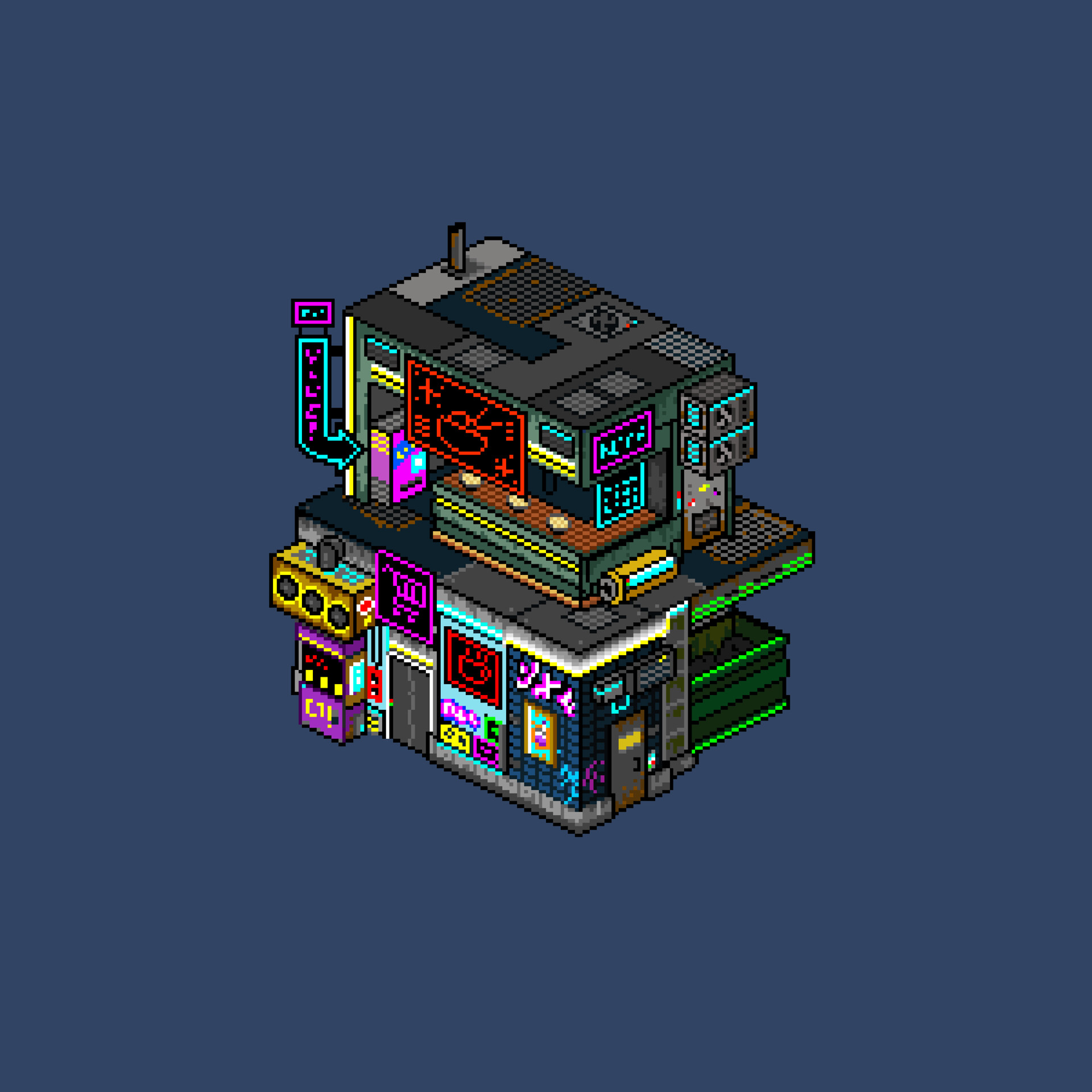 ArtStation - Cyberpunk Isometric Buildings - Pixel Art