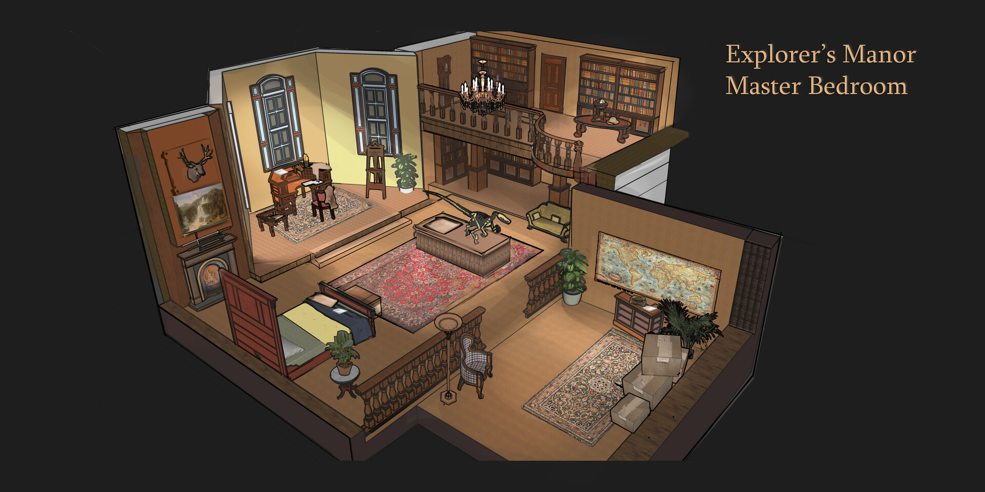 ArtStation - Explorer's Manor_ Bedroom