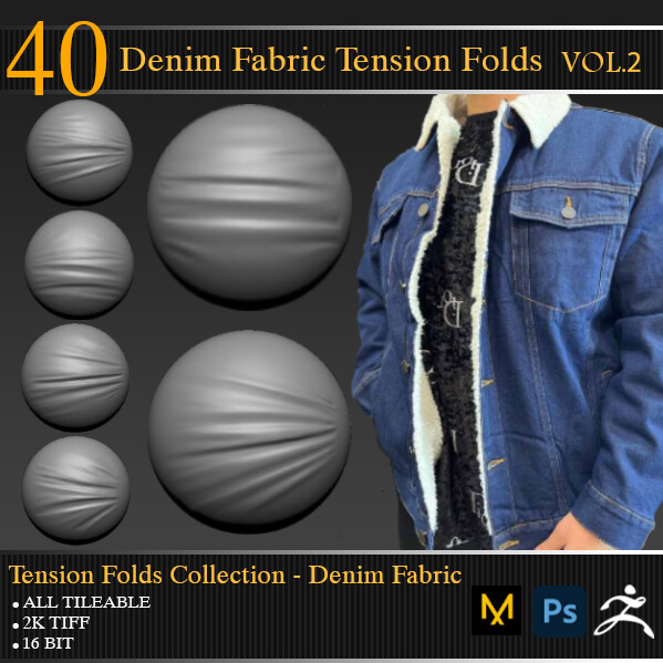 ArtStation - 40 Denim fabric_Tension Folds Collection_ VOL.02