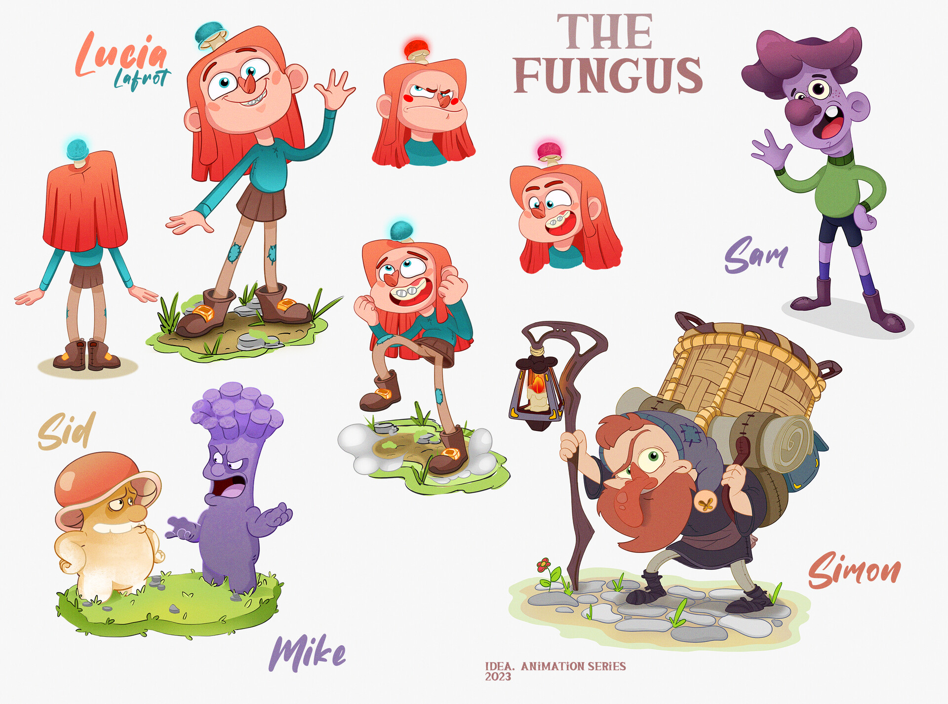 ArtStation - Forest adventures of fungus characters.