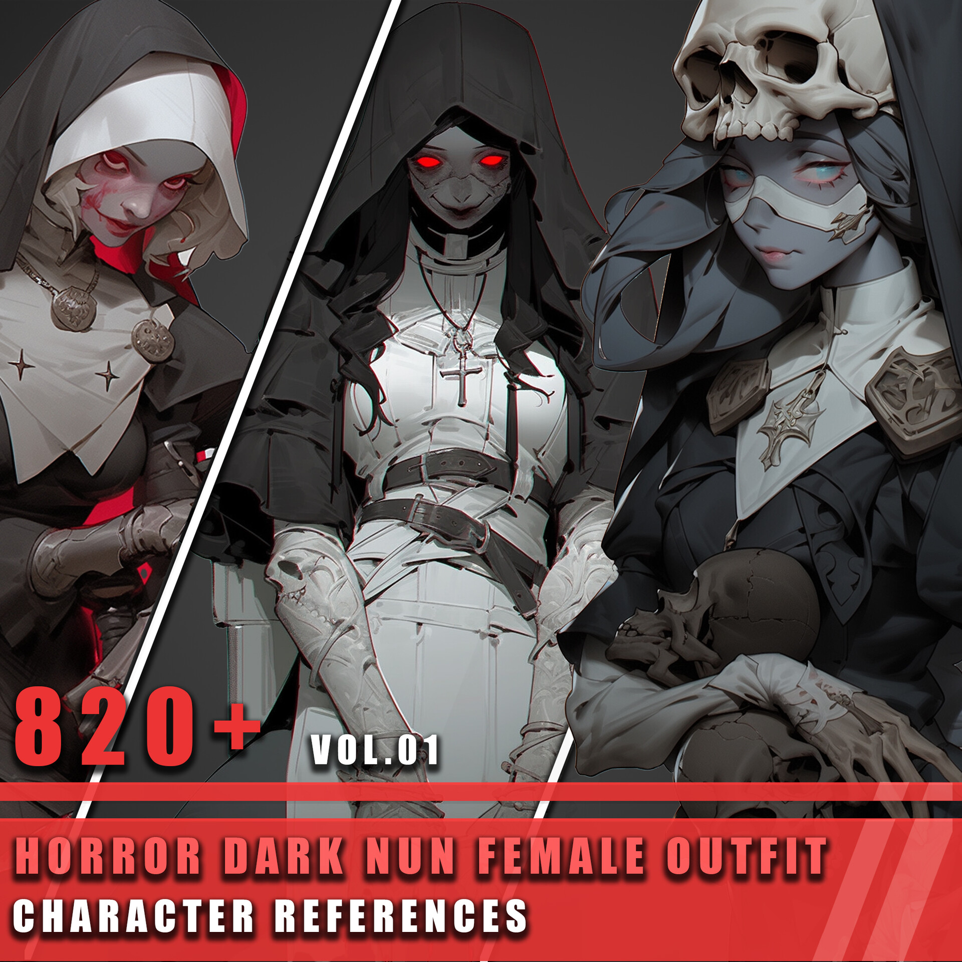 ArtStation - 820+ Horror Dark Nun Female Outfit - Character References Vol.01